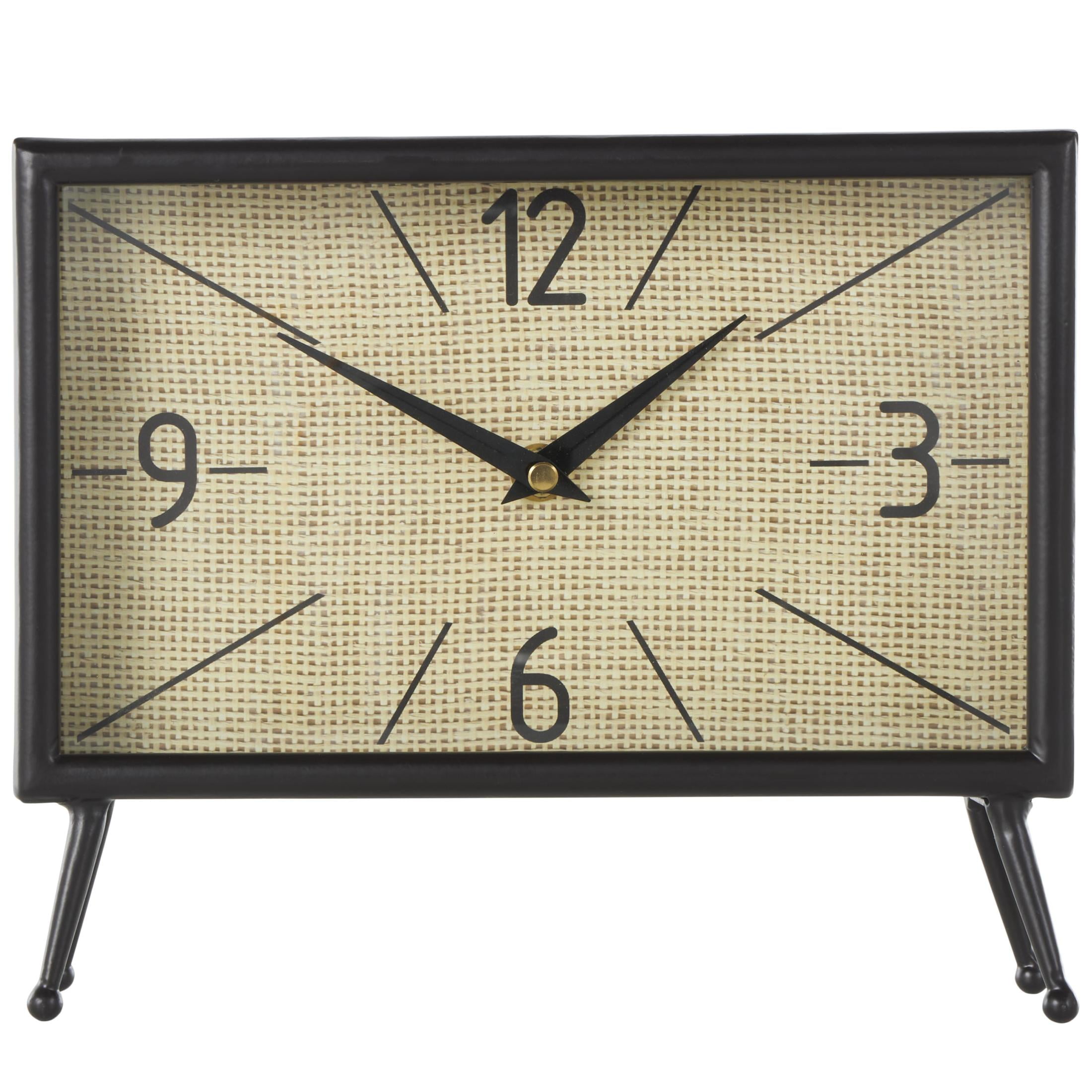 DecMode 8" Black Metal Rectangular Clock with Tea Stained Clock Face ...