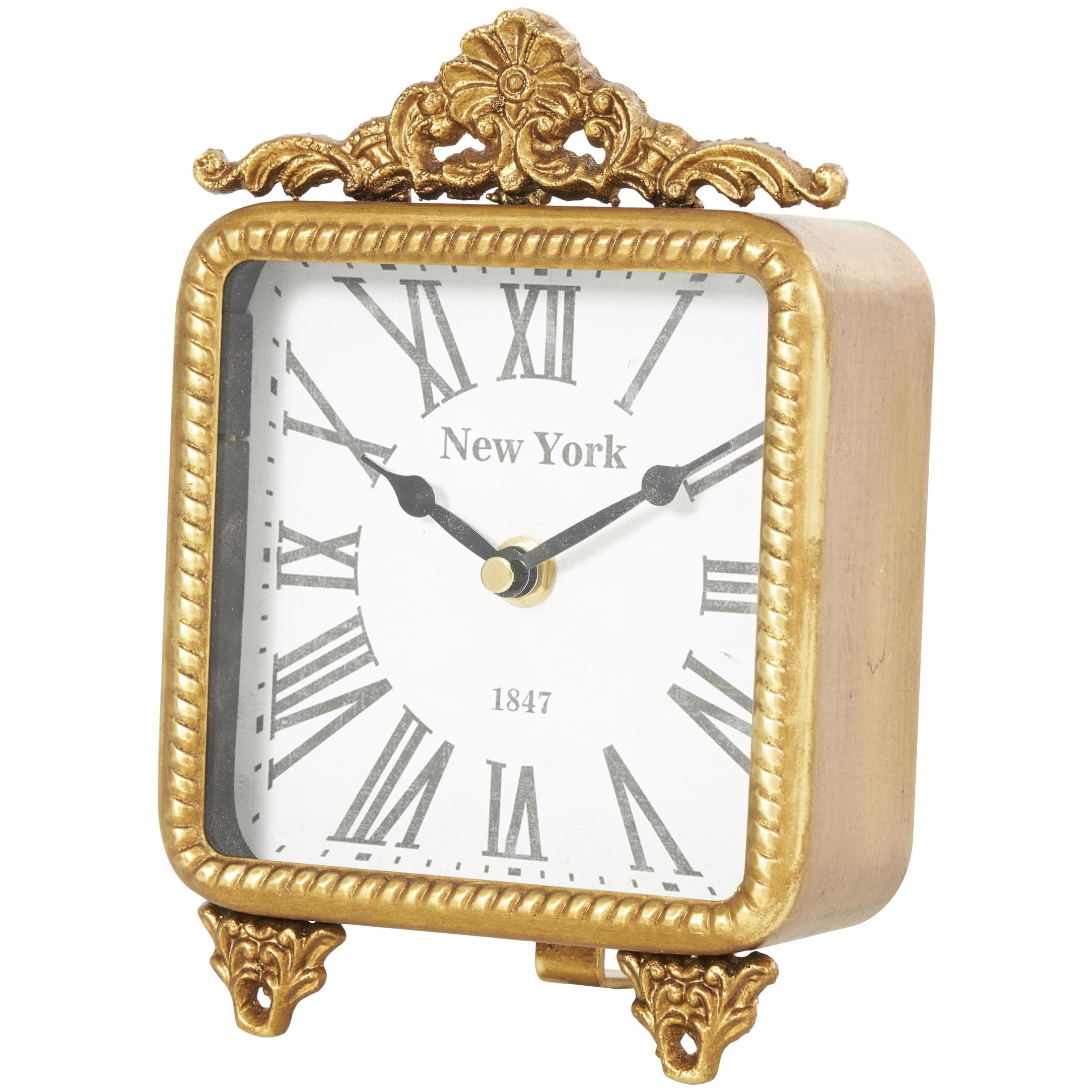 DecMode 8 Inch Gold Metal Scroll Antique Style Battery Operated ...
