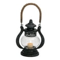 DecMode 8"W, 9"H Rustic Metal Lantern, Black, 1 - Piece - Walmart.com