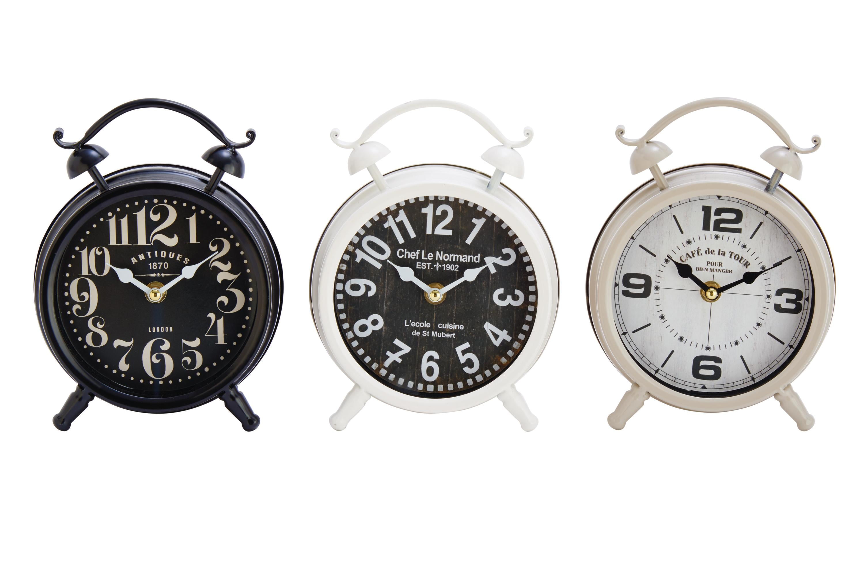 DecMode 8" White Metal Clock, Set of 3 - Walmart.com