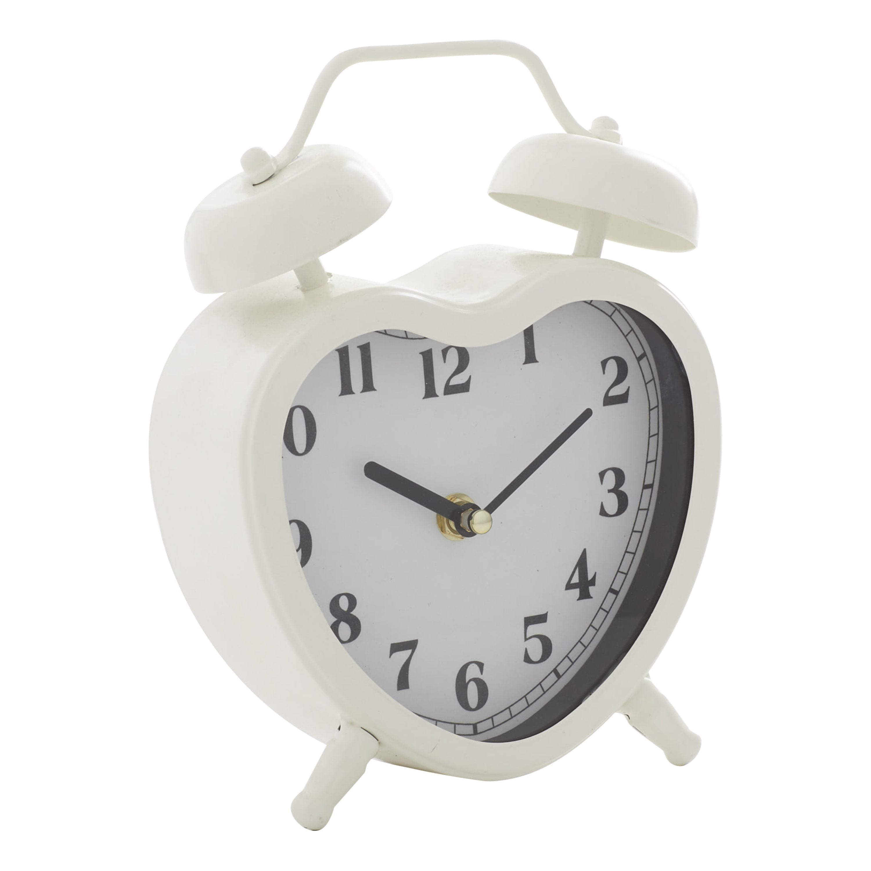 DecMode 8" White Metal Heart Clock with Bell Style Top - Walmart.com