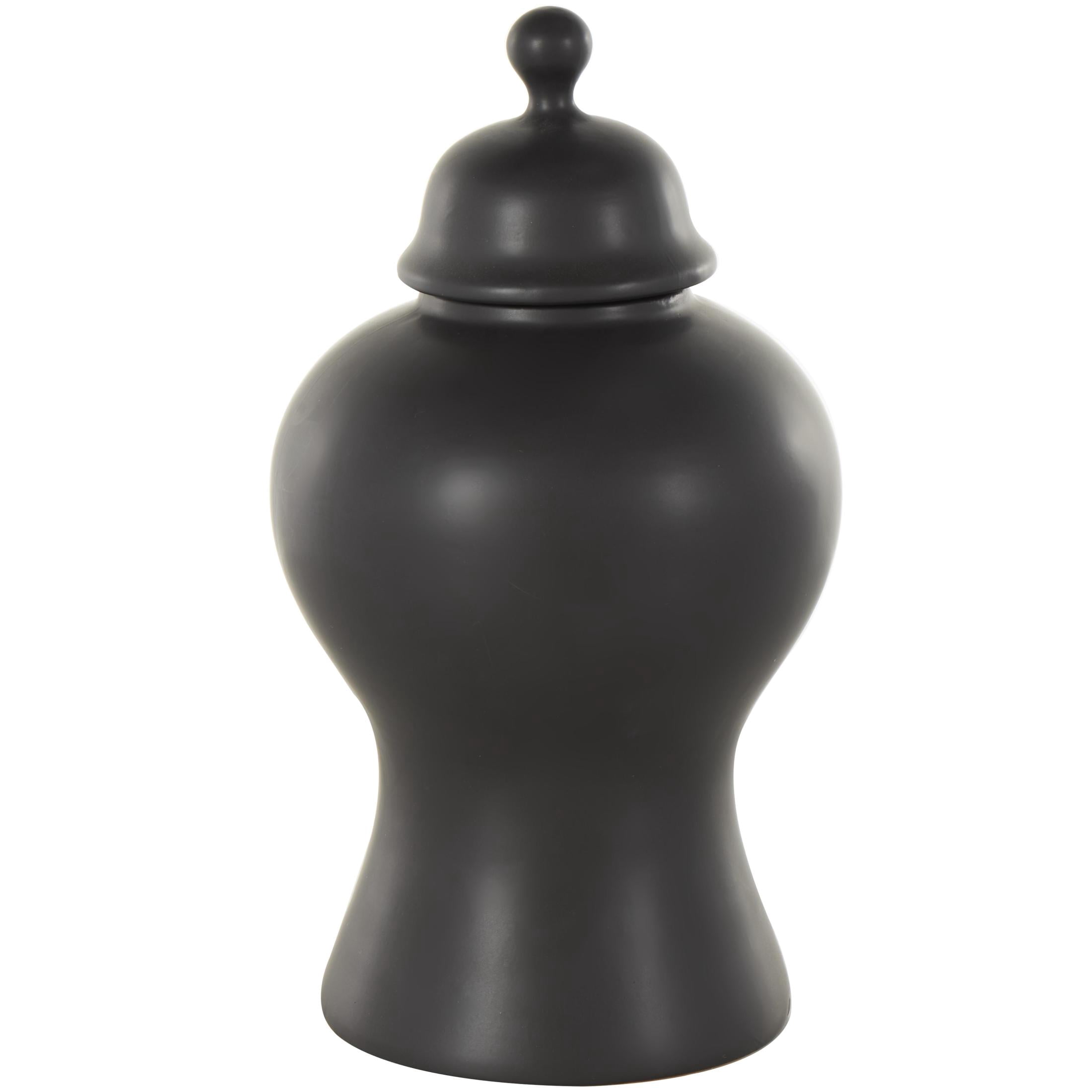 DecMode 8" x 15" Black Ceramic Rounded Hourglass Decorative Jars with ...