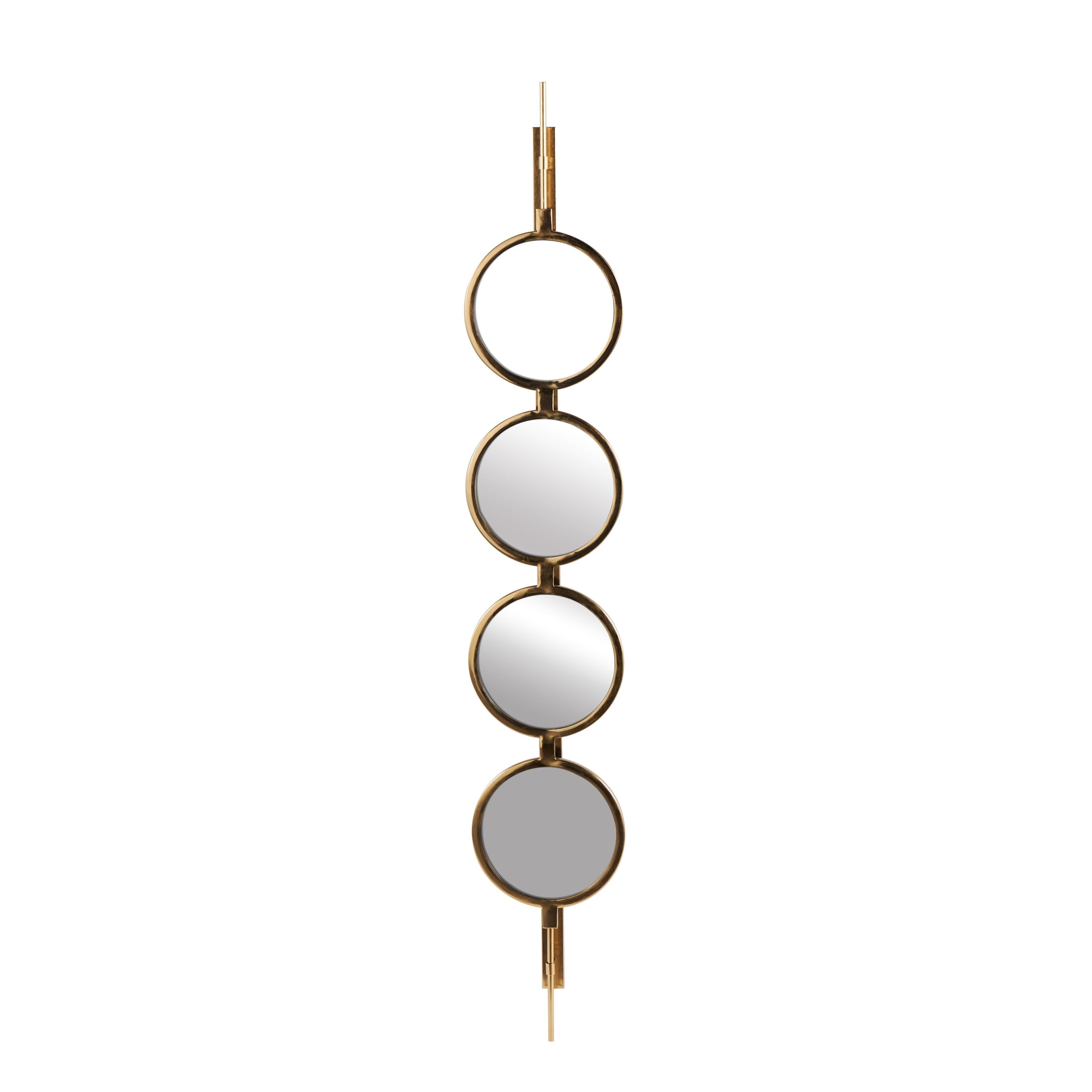 DecMode 8" x 49" Gold Slim Stacked 4 Layer Chain Wall Mirror with Round ...