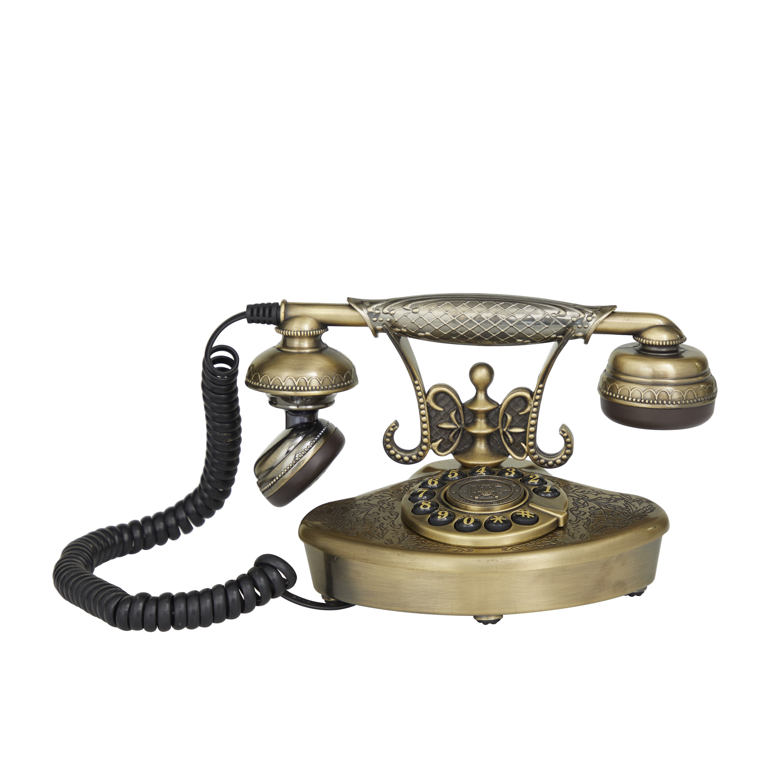 DecMode 8" x 5" Gold Metal Functioning Vintage Style Telephone with ...