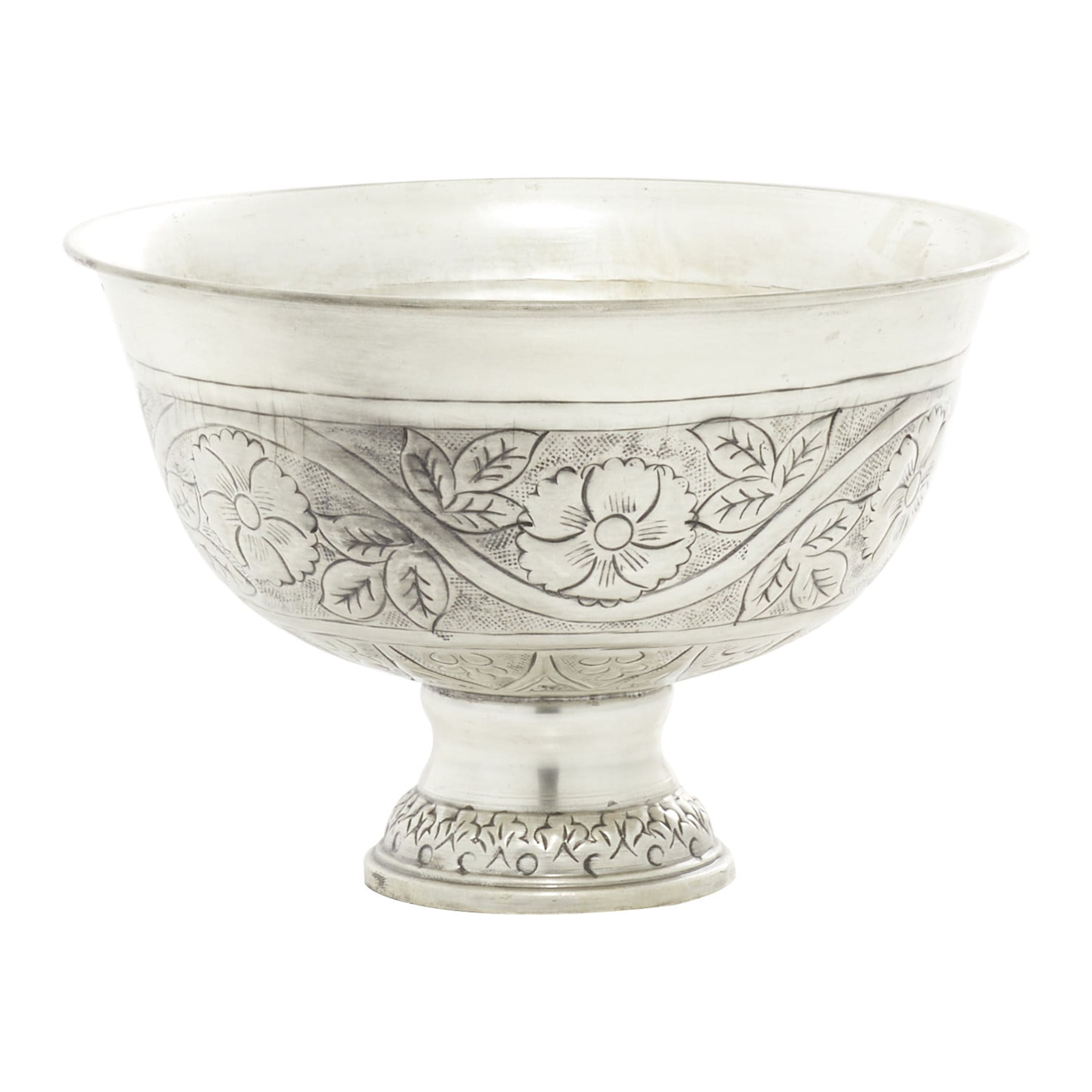 DecMode 8" x 6" Indoor Outdoor Silver Metal Planter with Embedded ...