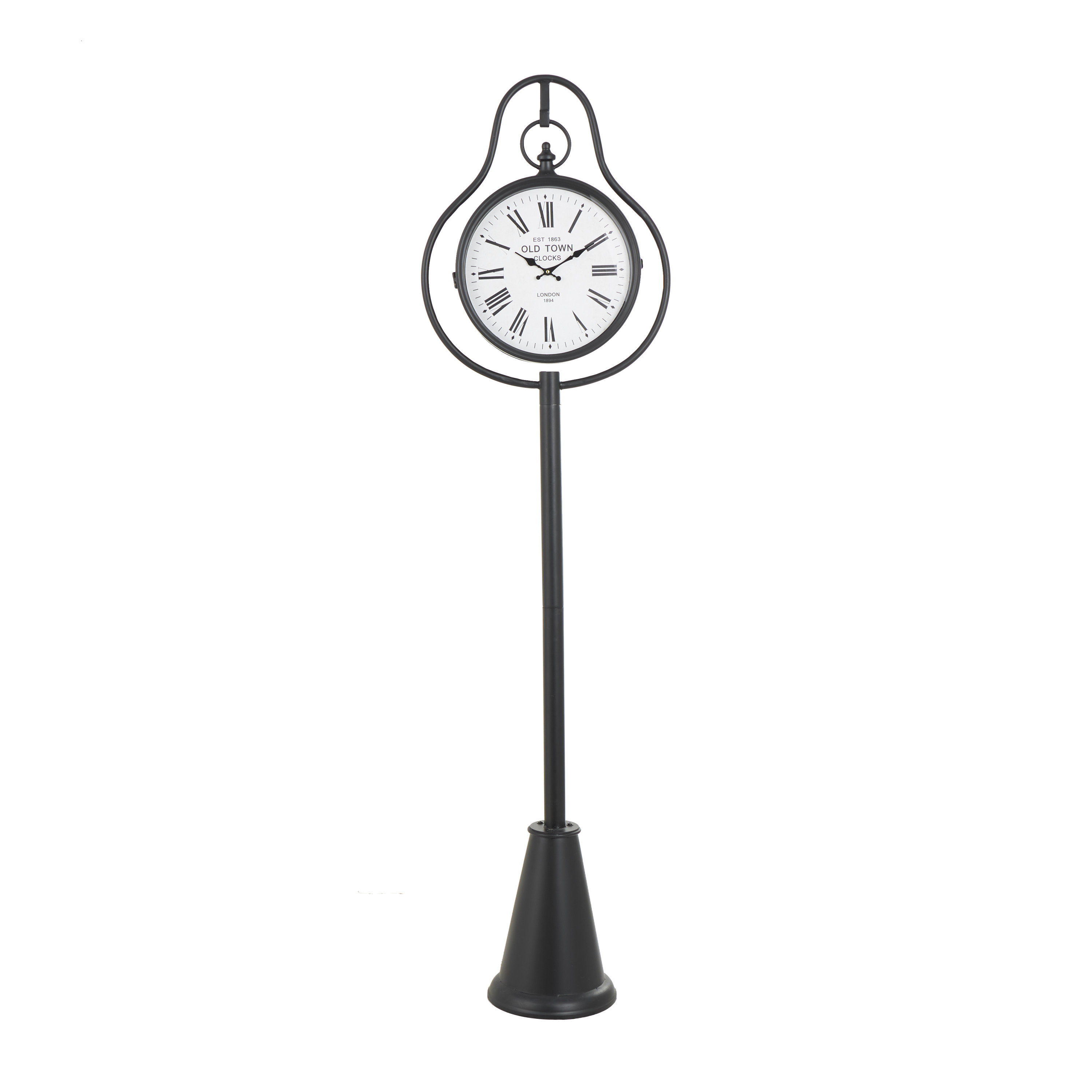 DecMode 81" Black Metal Double Sided Tall Standing Floor Clock with ...