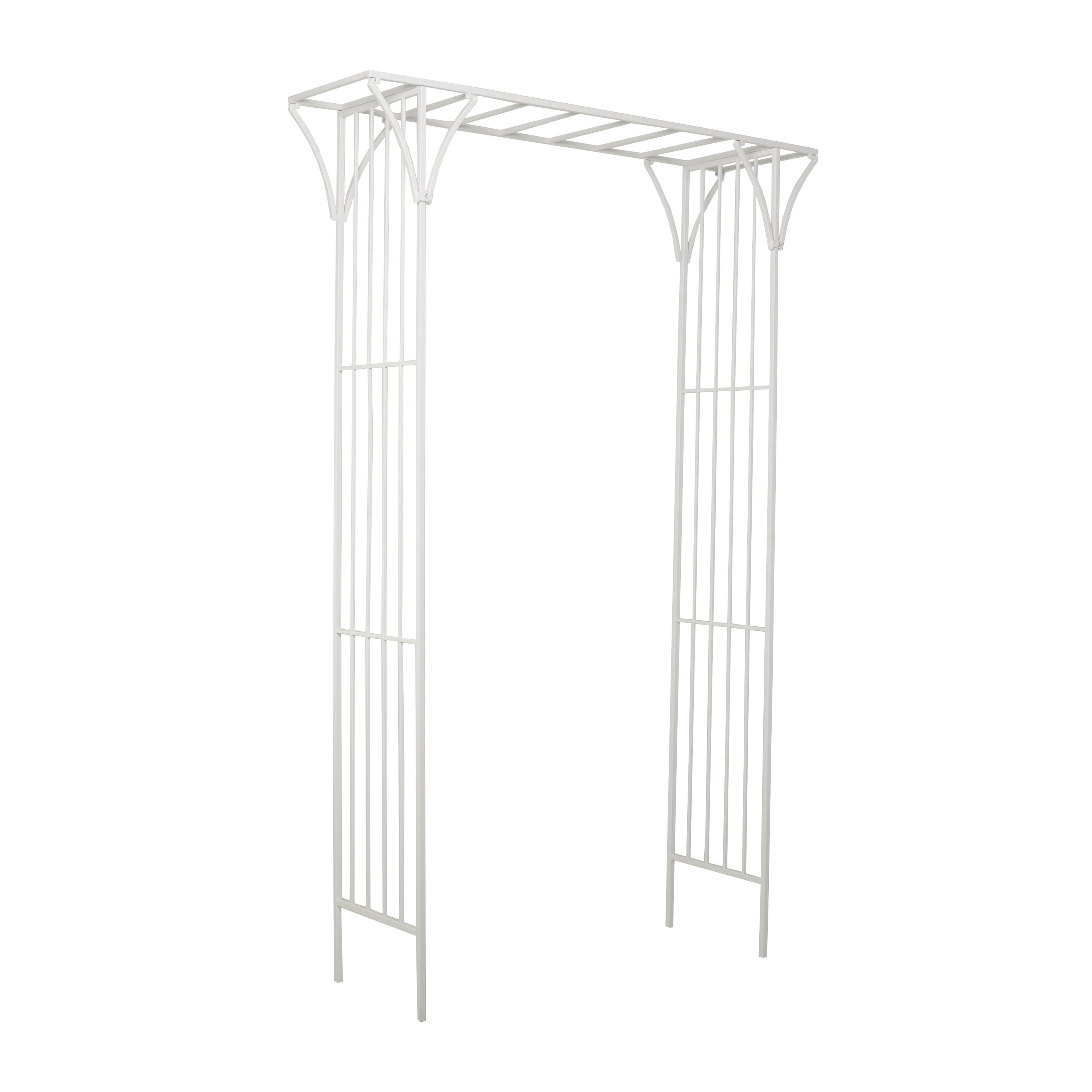 DecMode 87" Indoor Outdoor White Metal Garden Arbor with Lattice Work ...