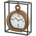 DecMode Brown Metal Clock - Industrial Style Mantel Clock - Walmart.com
