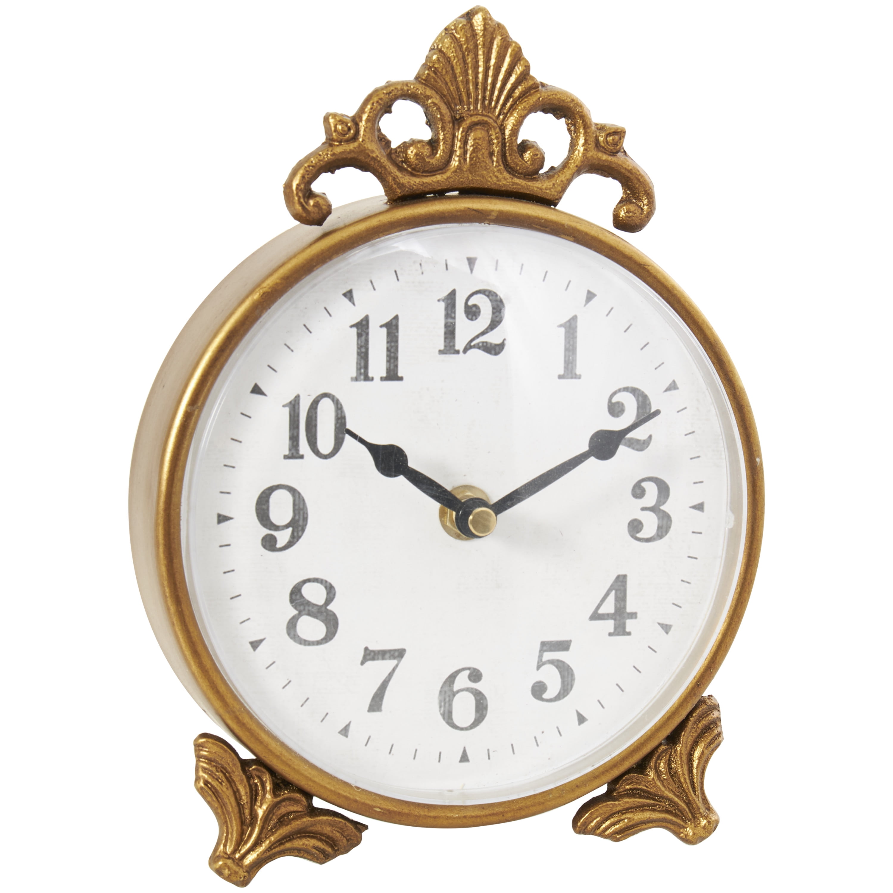 DecMode 9 Inch Gold Metal Scroll Antique Style Decorative Clock Elegant ...