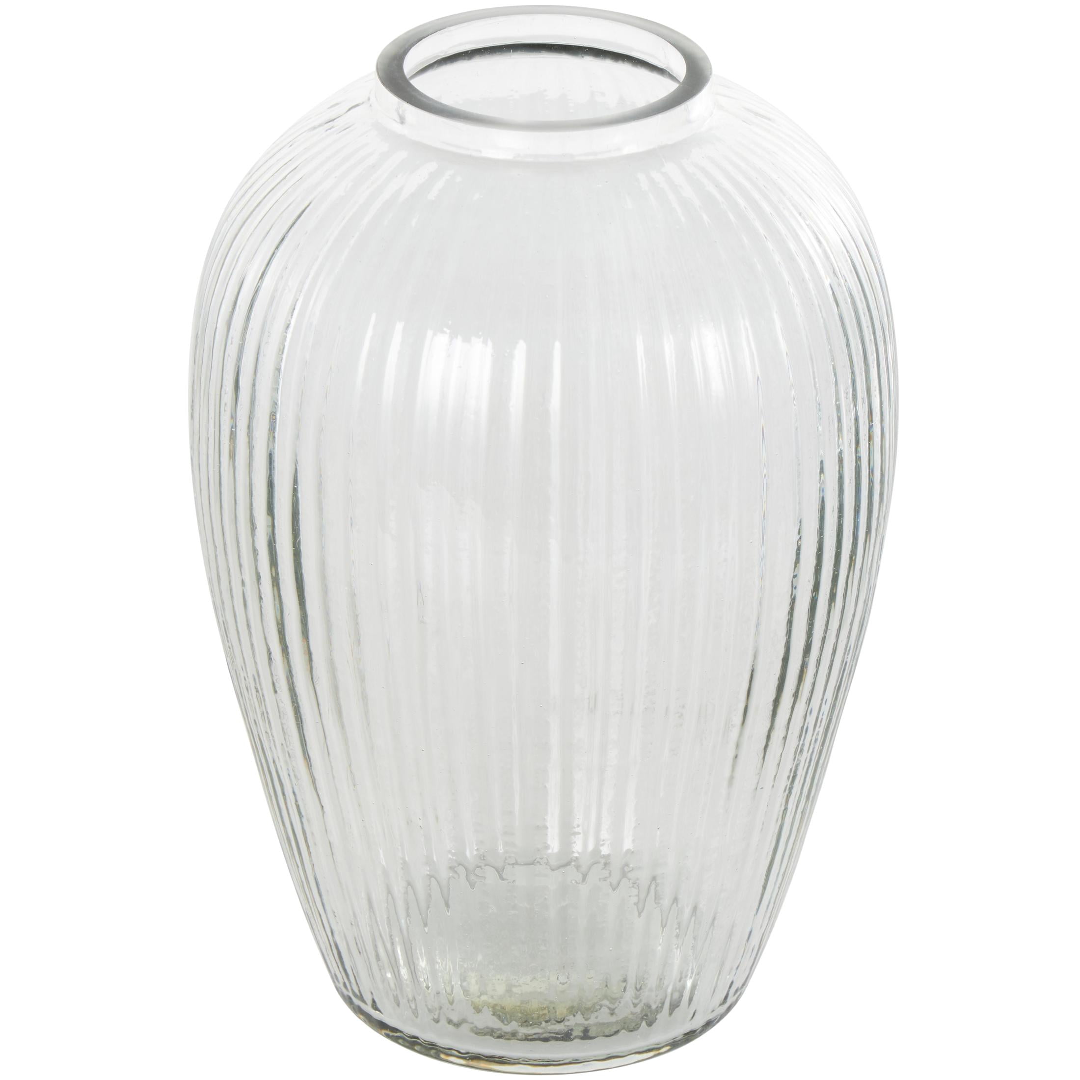 DecMode 9 Ribbed Fluted Glass Vase - Home Decor - Walmart.com
