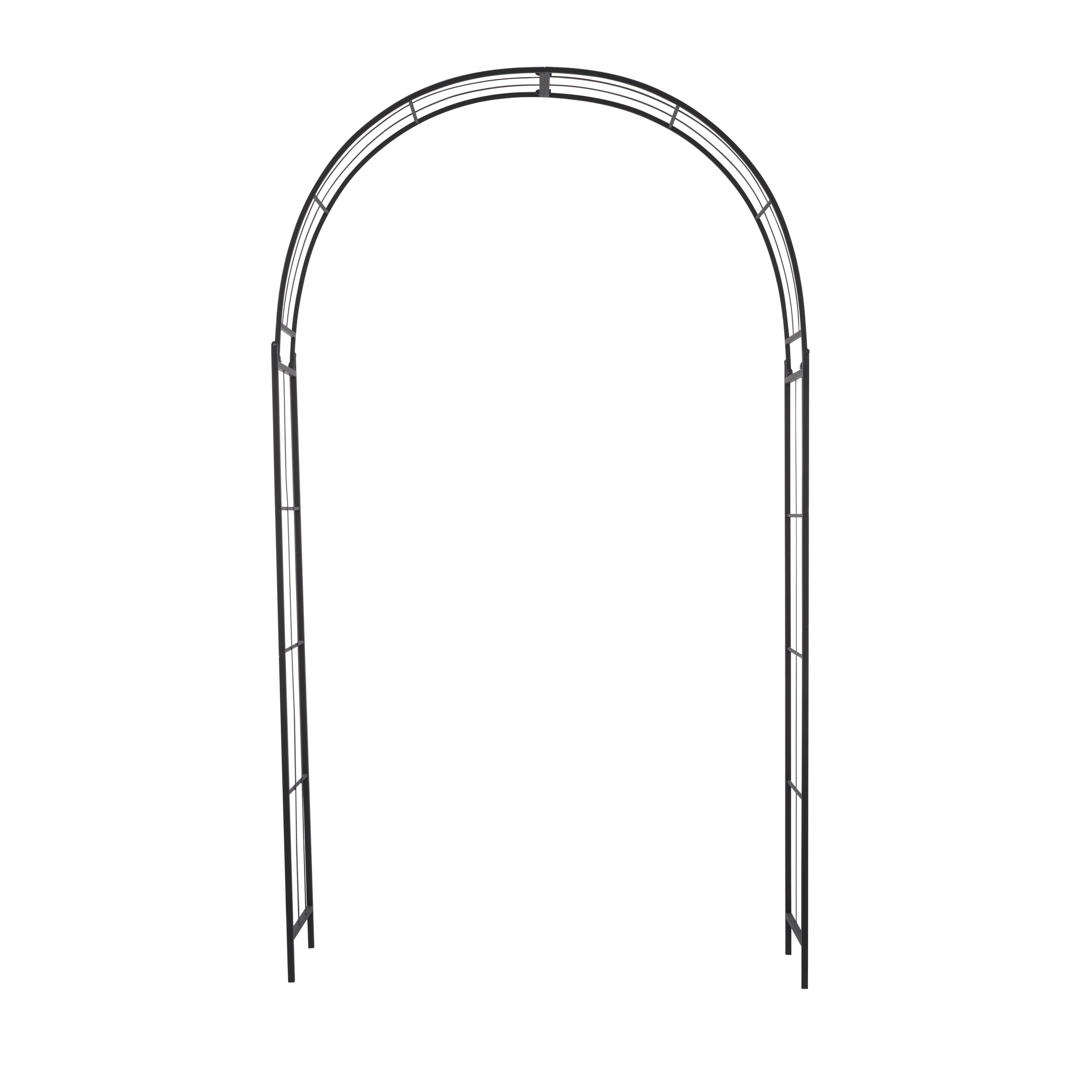 DecMode 91" Indoor Outdoor Arched Black Metal Garden Arbor with Lattice ...