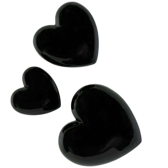 DecMode Black Ceramic Slanted Heart Wall Decor with Varying Sizes (3 ...