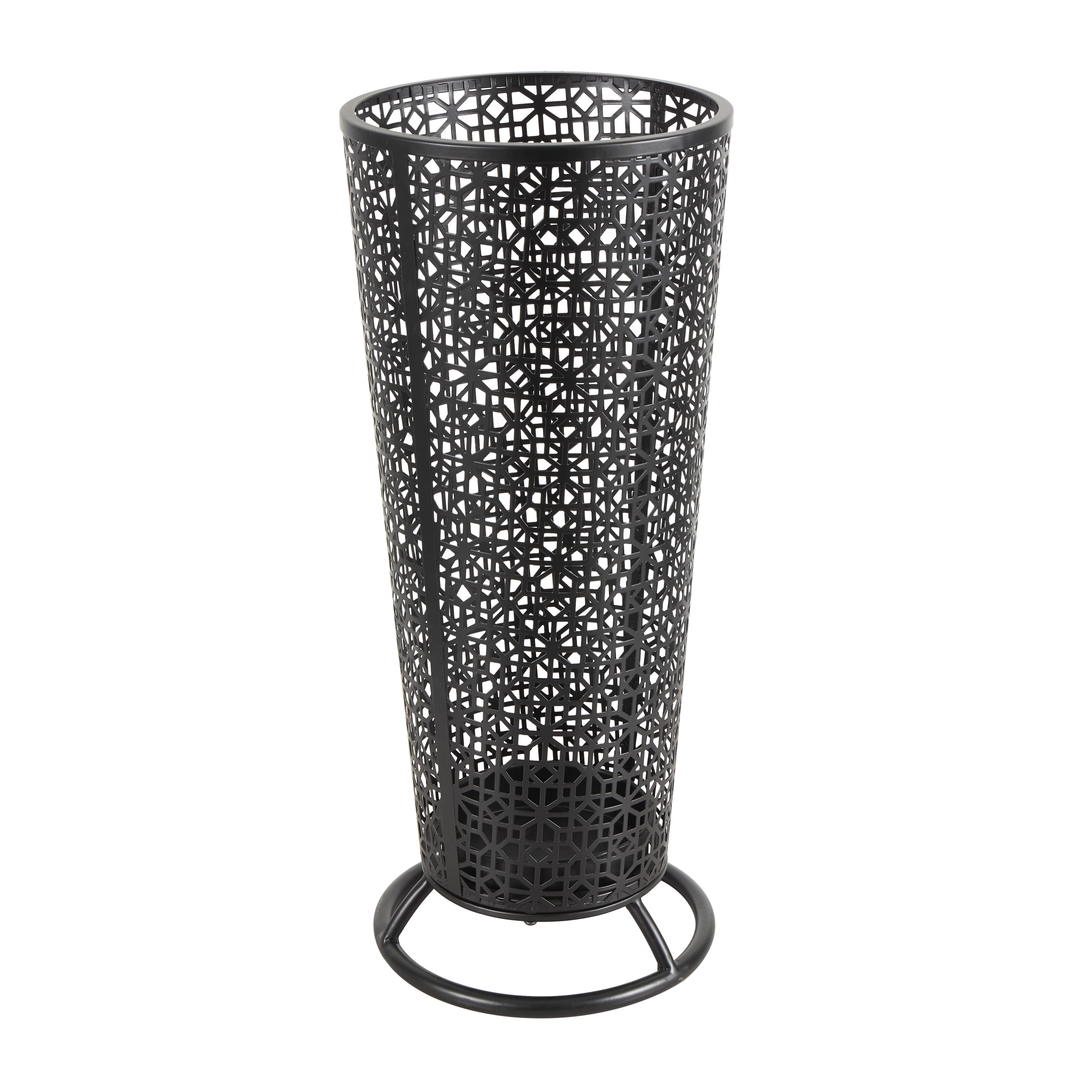 DecMode Black Geometric Metal Cone Shaped Umbrella Stand with Circular ...