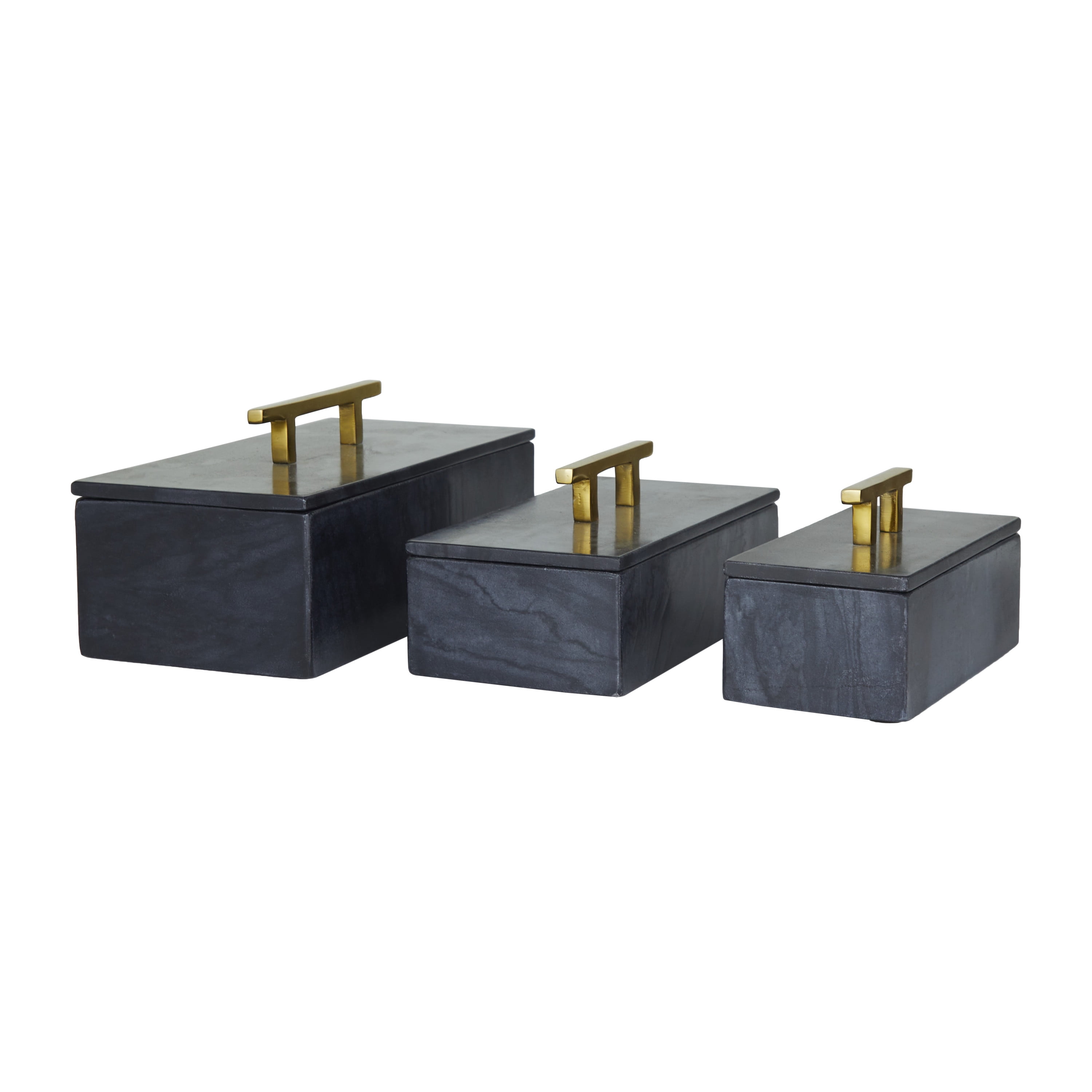 DecMode Black Marble Decorative Box with Gold Handle, 3 Count - Walmart.com