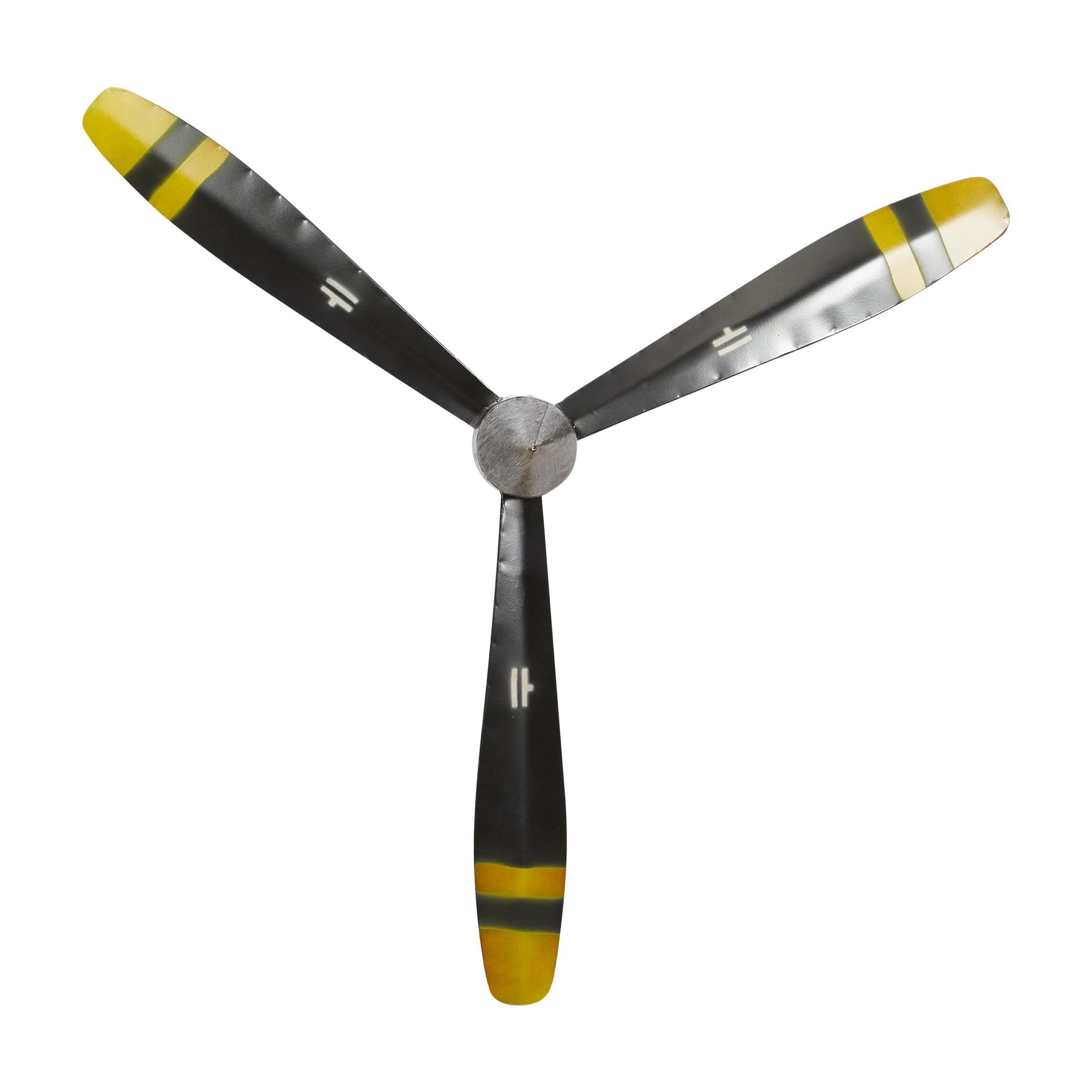 DecMode Black Metal 3 Blade Airplane Propeller Wall Decor with Aviation ...