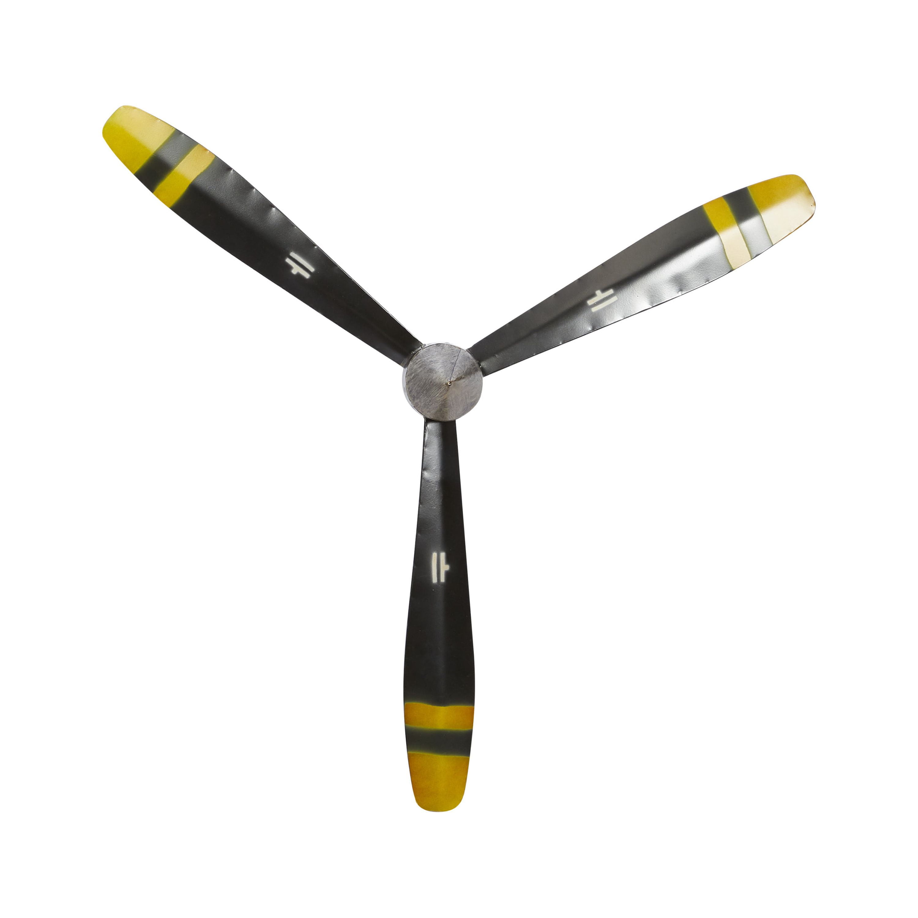 DecMode Black Metal 3 Blade Airplane Propeller Wall Decor with Aviation ...