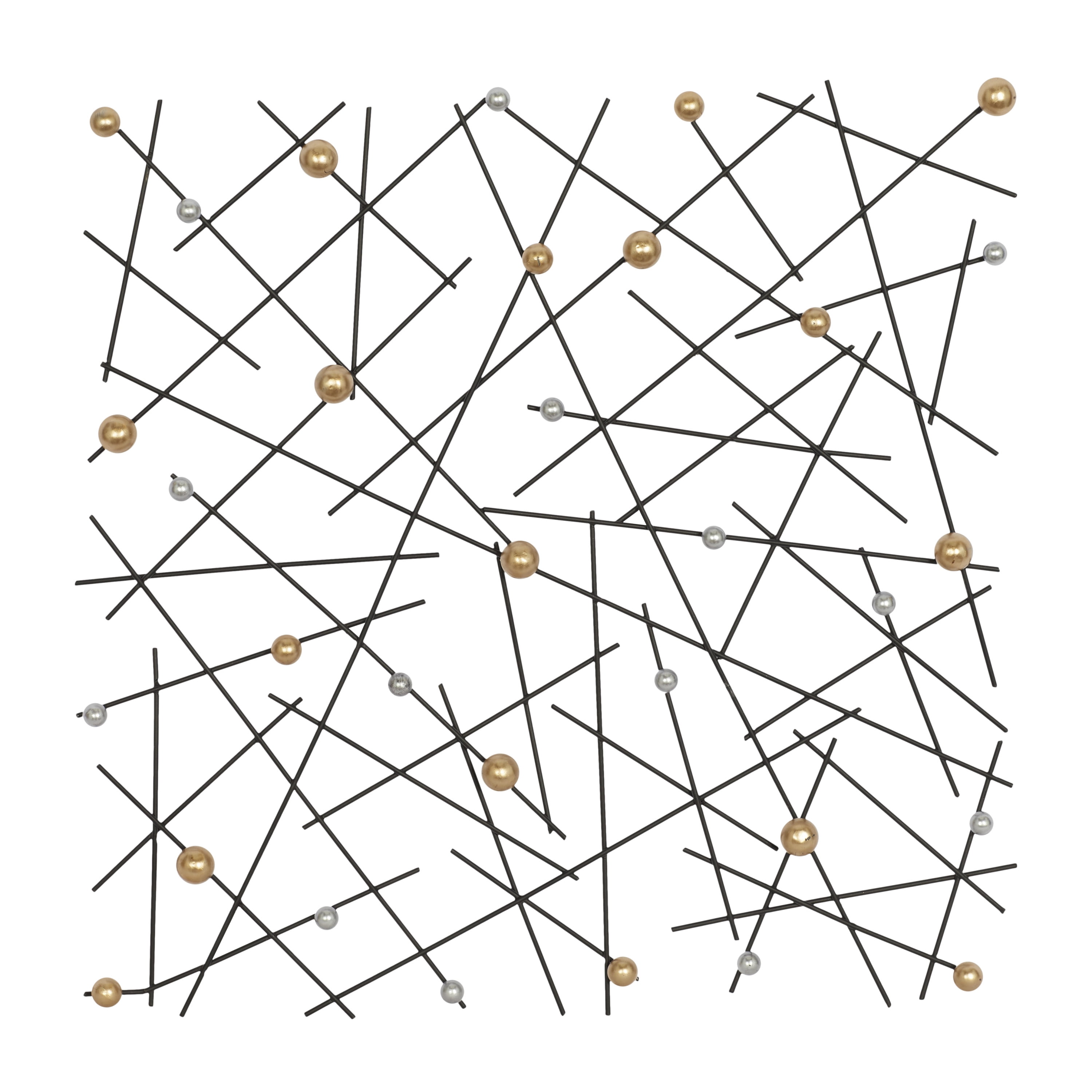 DecMode Black Metal Hanging Wall Art Décor with Silver and Bronze Beads ...