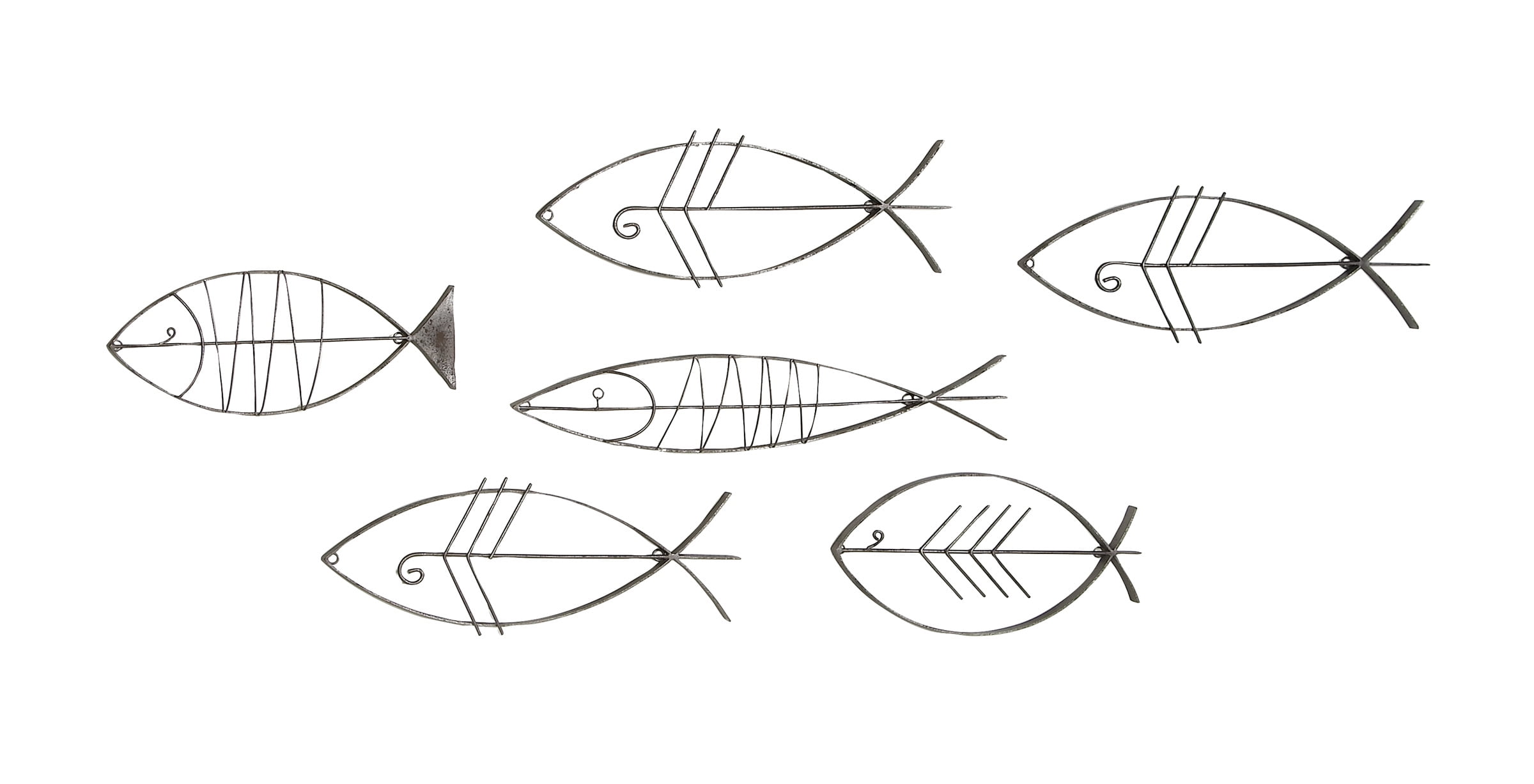 DecMode Black Metal Indoor Outdoor Wire Fish Wall Decor (6 Count ...