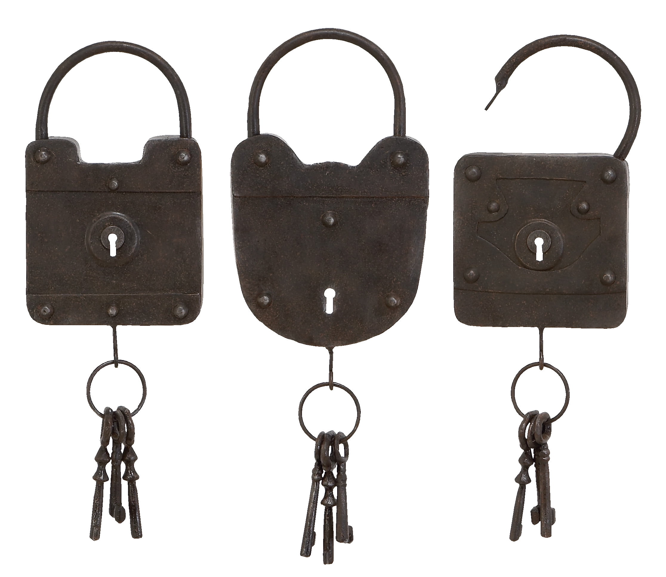 DecMode Black Metal Keys Wall Decor with Locks (3 Count) - Walmart.com
