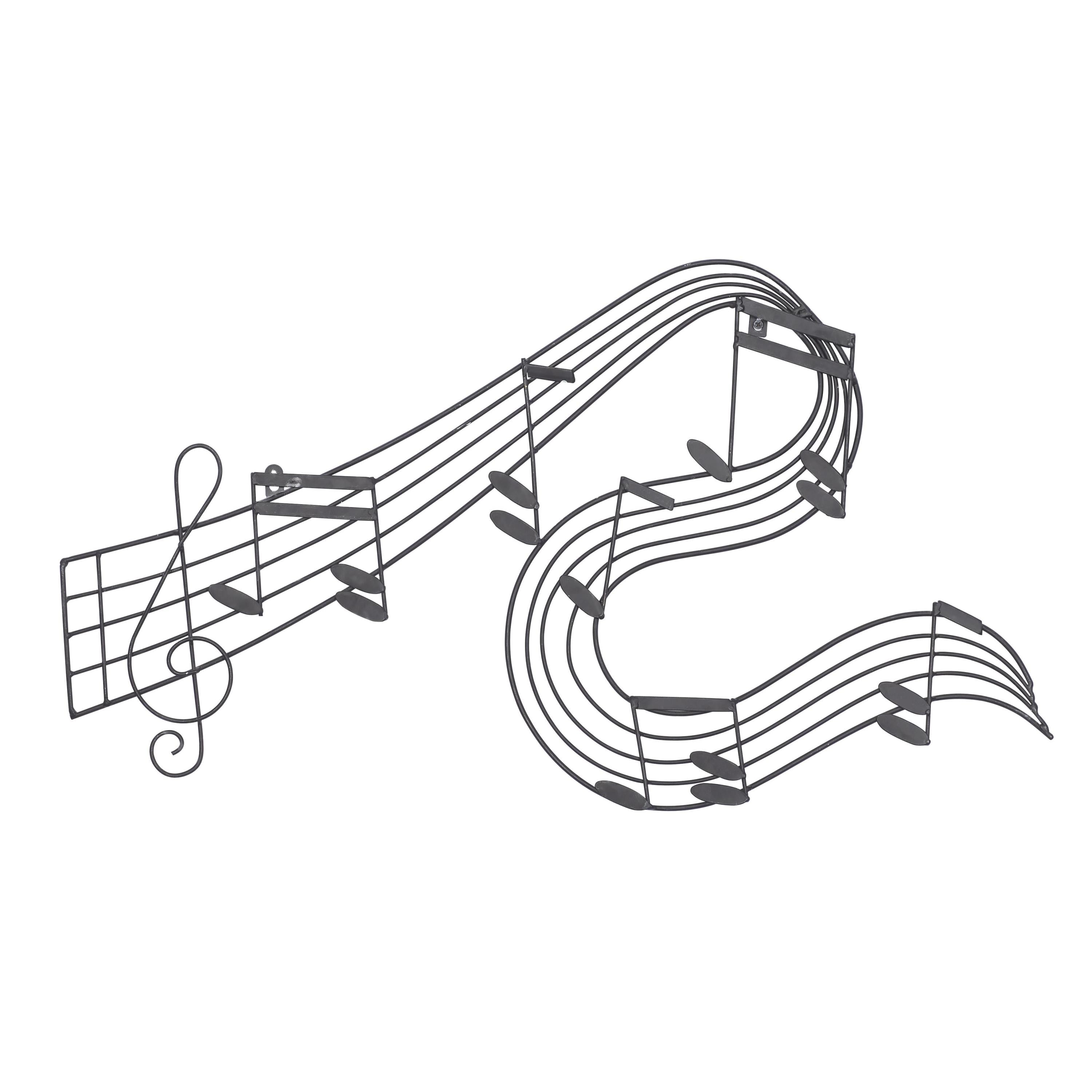 DecMode Black Metal Notes Musical Notes Wall Decor - Walmart.com
