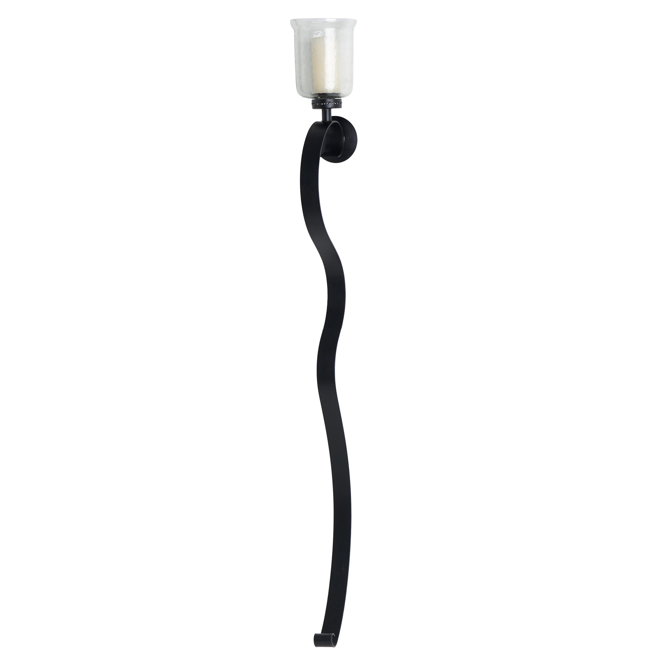 DecMode Black Metal Scroll Handmade Long Pillar Wall Sconce - Walmart.com