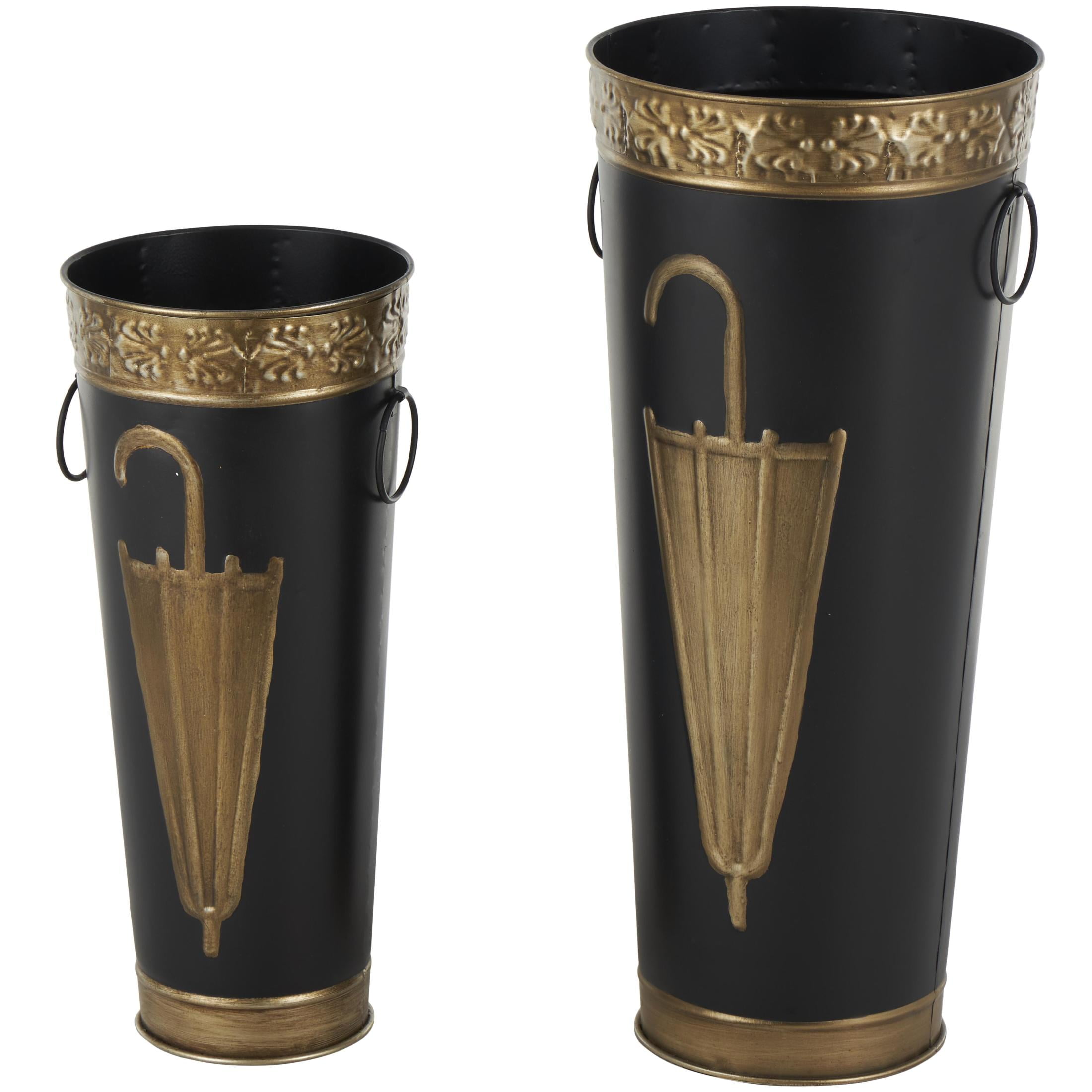 DecMode Black Metal Umbrella Stand with Gold Accents - Walmart.com