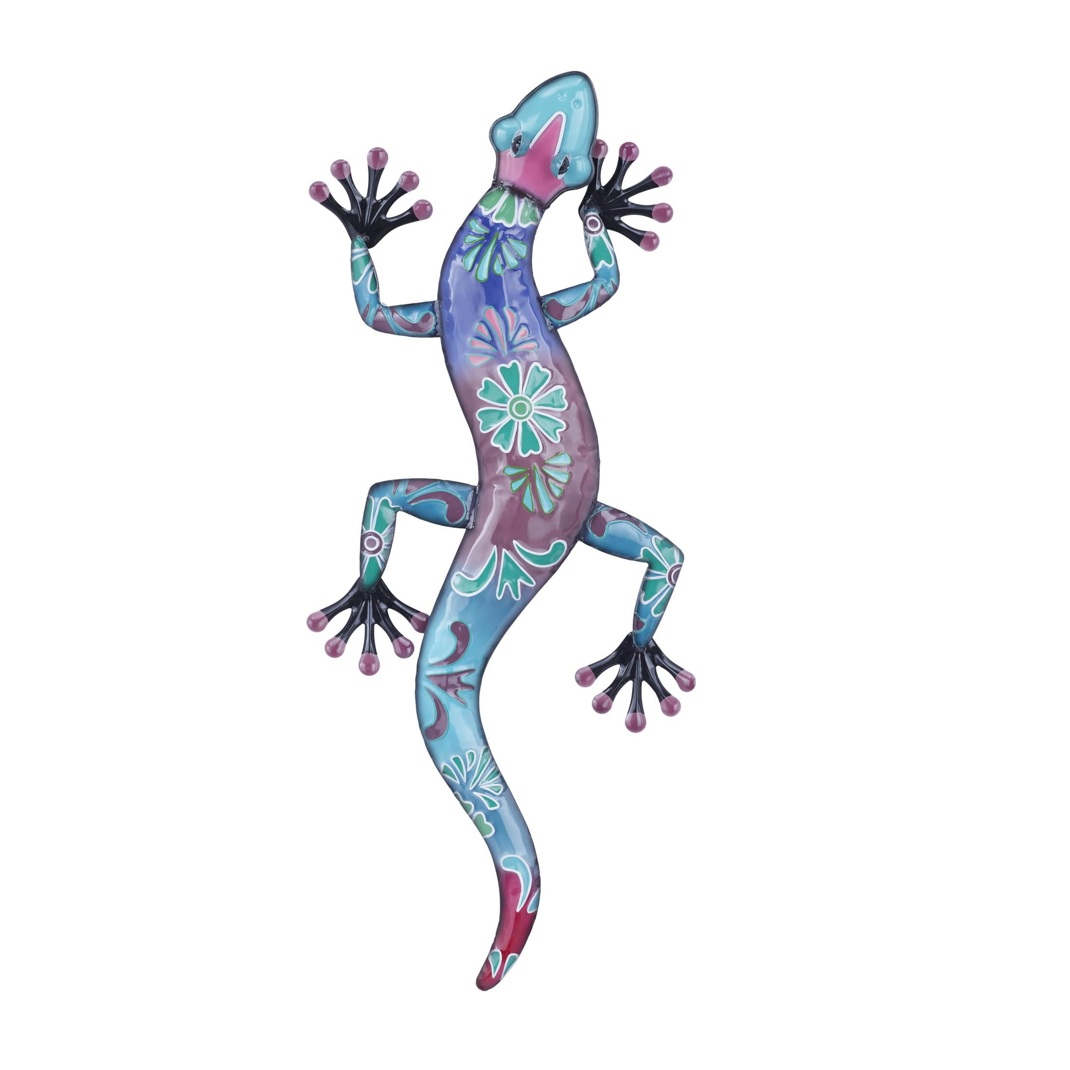 DecMode Blue Metal Lizard Wall Decor - Purple Teal Accents - Walmart.com