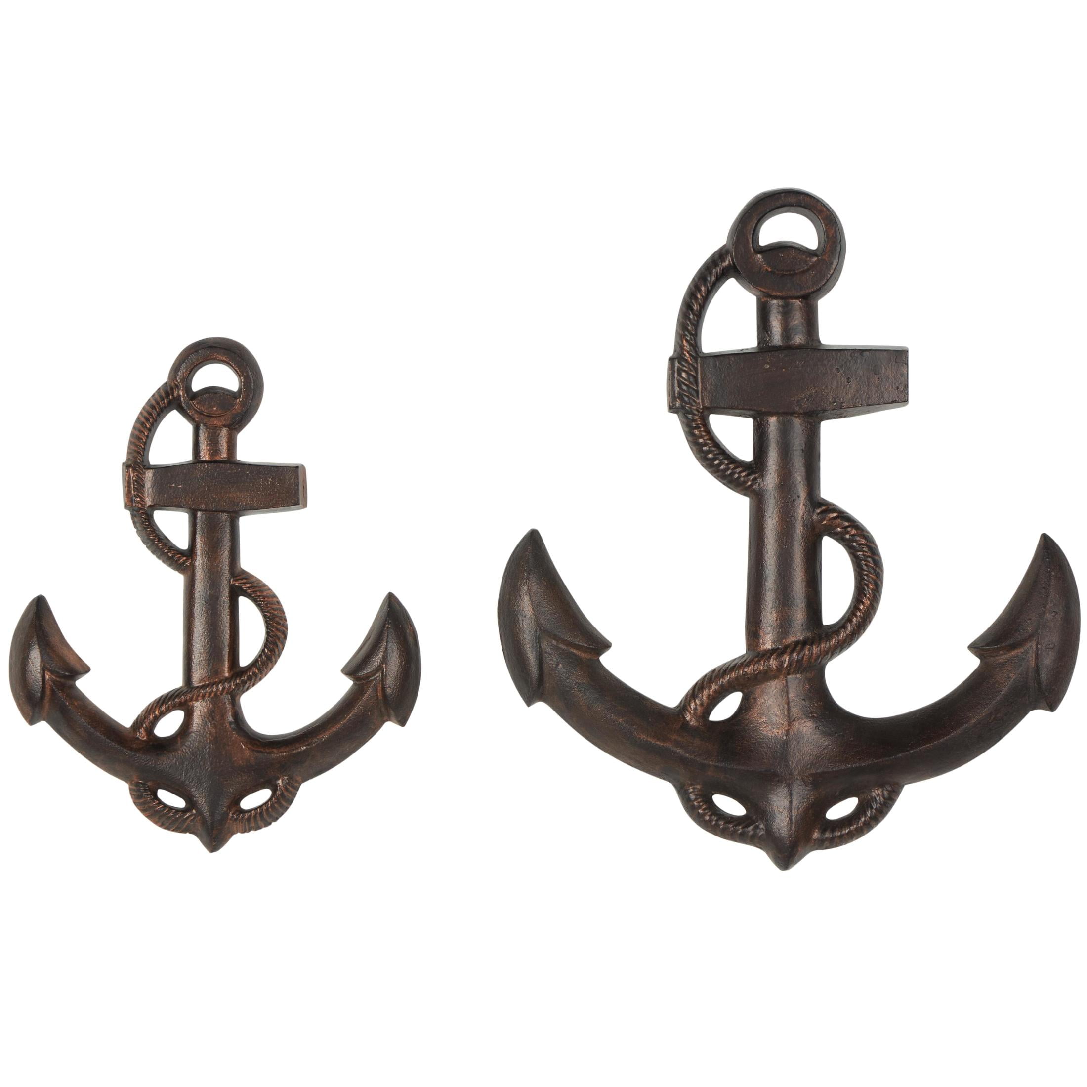 DecMode Bronze Aluminum Metal Weathered Anchor Wall Decor with Curved ...