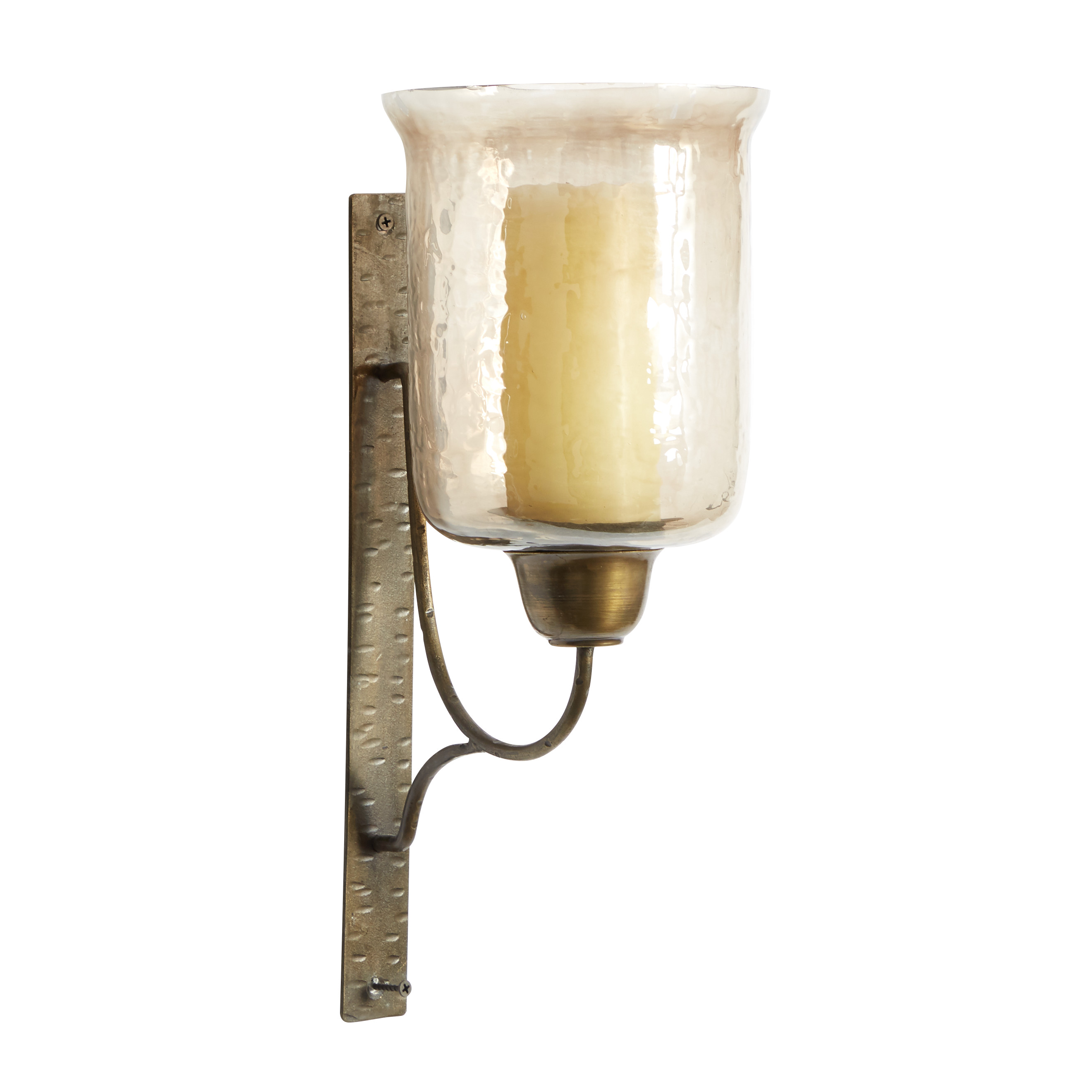 DecMode Brown Wood Geometric Pillar Wall Sconce with Wood Back Mount ...
