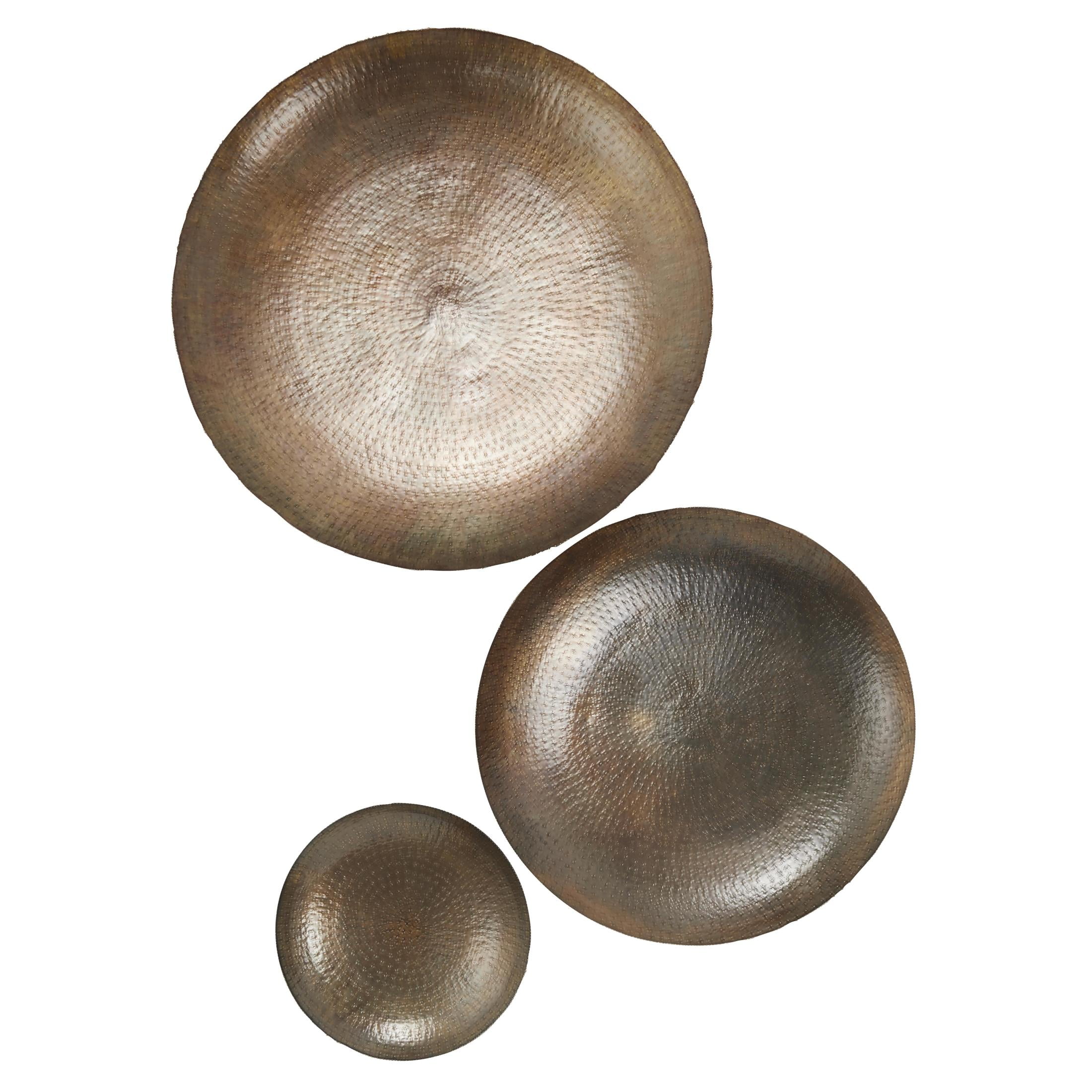 DecMode Bronze Metal Large Metallic Disk Plate Wall Decor (3 Count ...