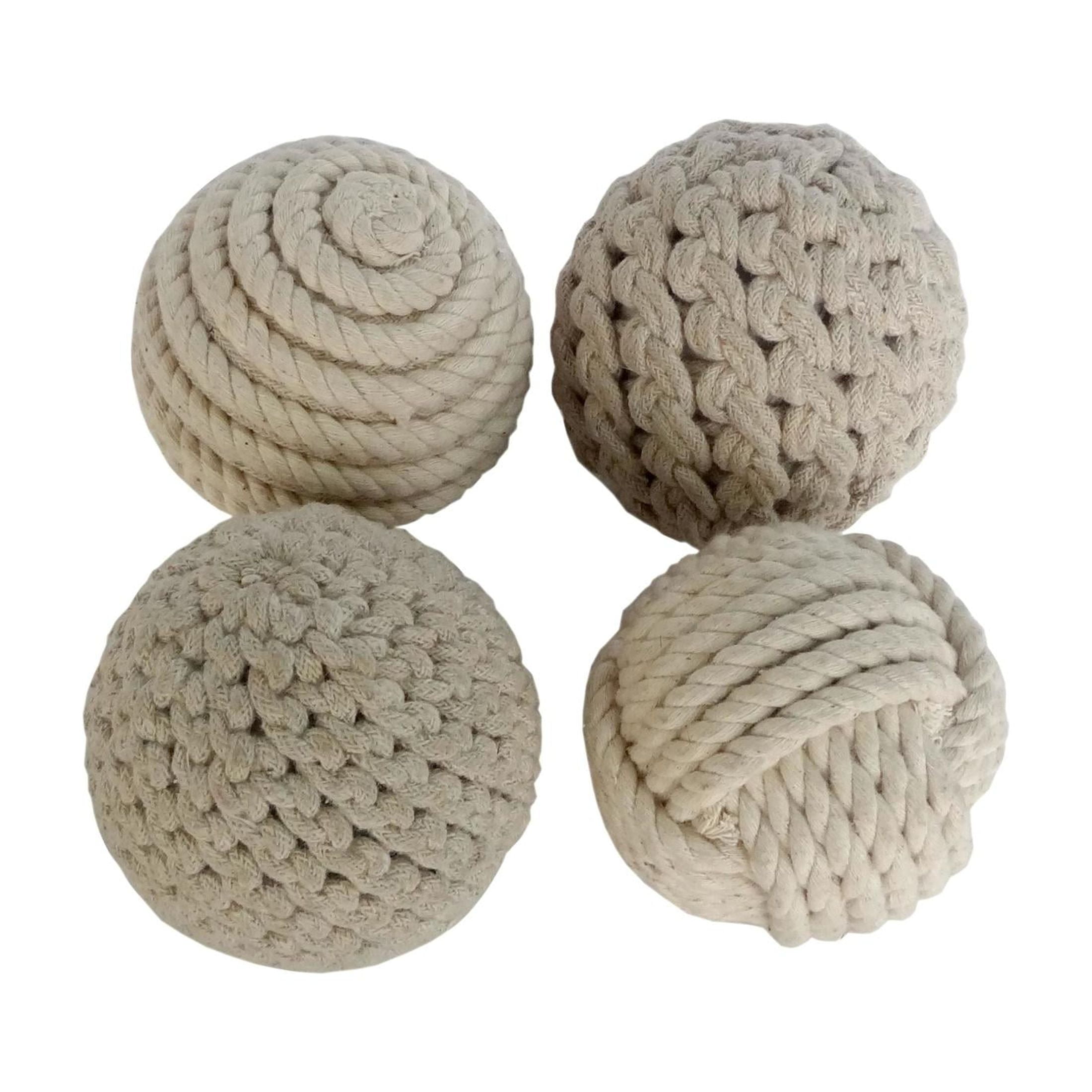 DecMode Beige 4" Handmade Decorative Ball Jute Rope Orbs & Vase Filler ...