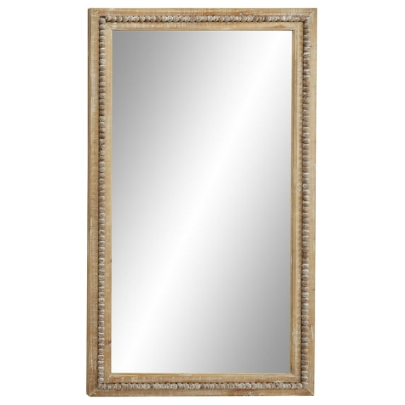 DecMode Brown Bohemian Wood Rectangular Wall Mirror, 28"W x 48"H with ...