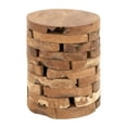 DecMode Brown Contemporary Round Stacked Brick Style Wood Accent Table ...