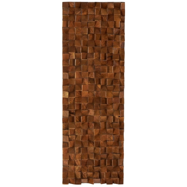 DecMode Brown Mango Wood Handmade 3D Cube Inspired Panel Geometric Wall ...