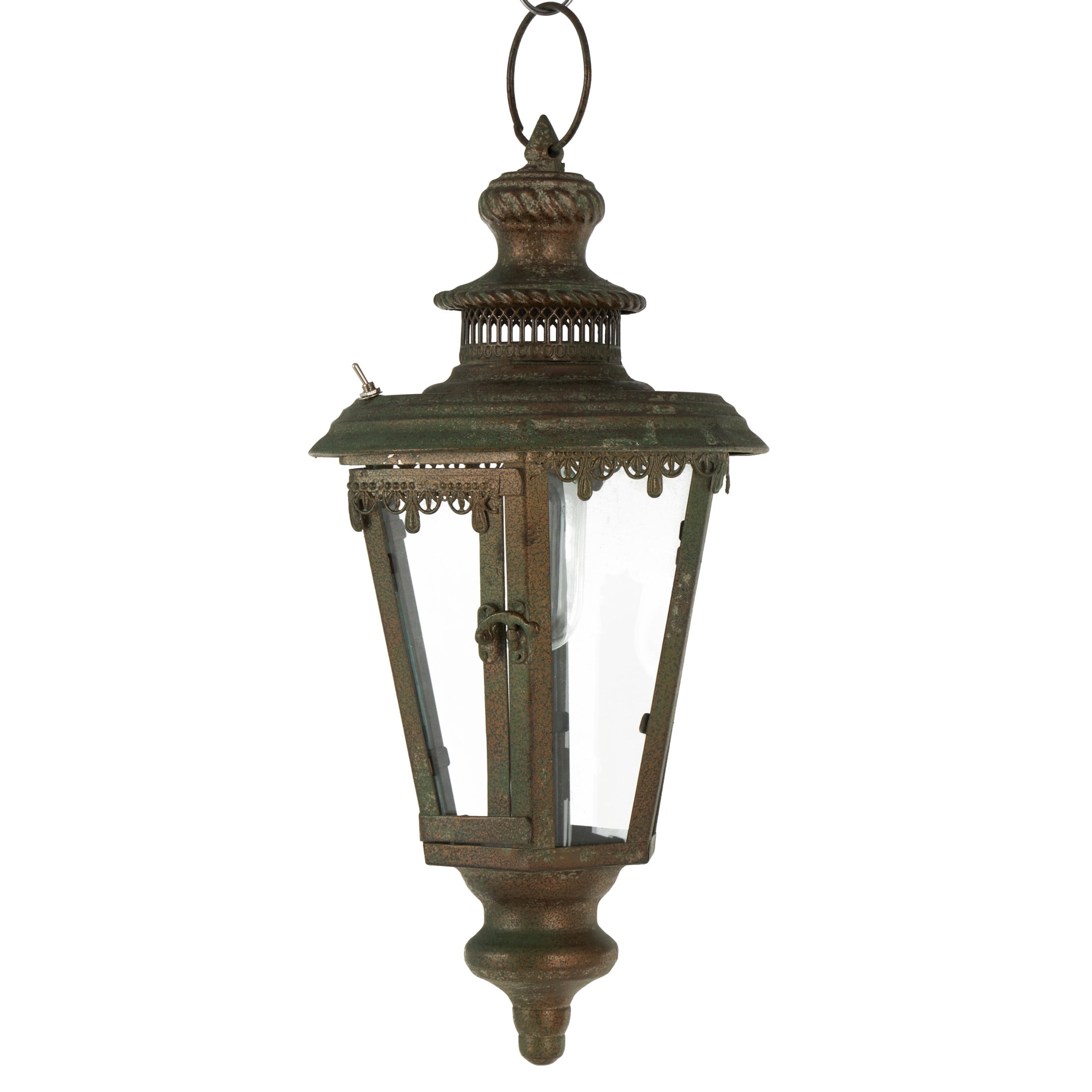 DecMode Brown Metal Floral Lighthouse Style Decorative Candle Lantern ...