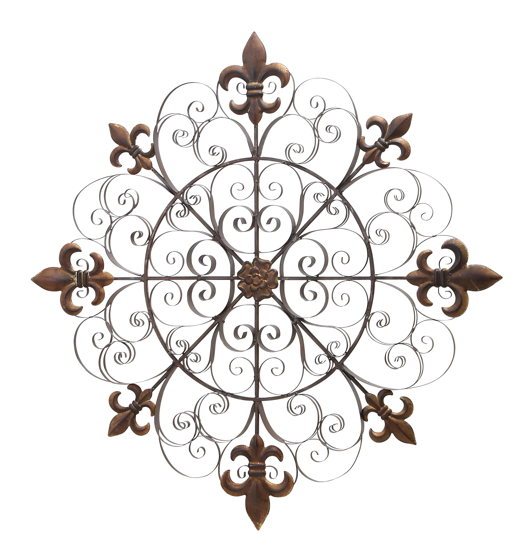 DecMode Brown Metal Scrollwork and Fleur De Lis Wall Decor - Walmart.com