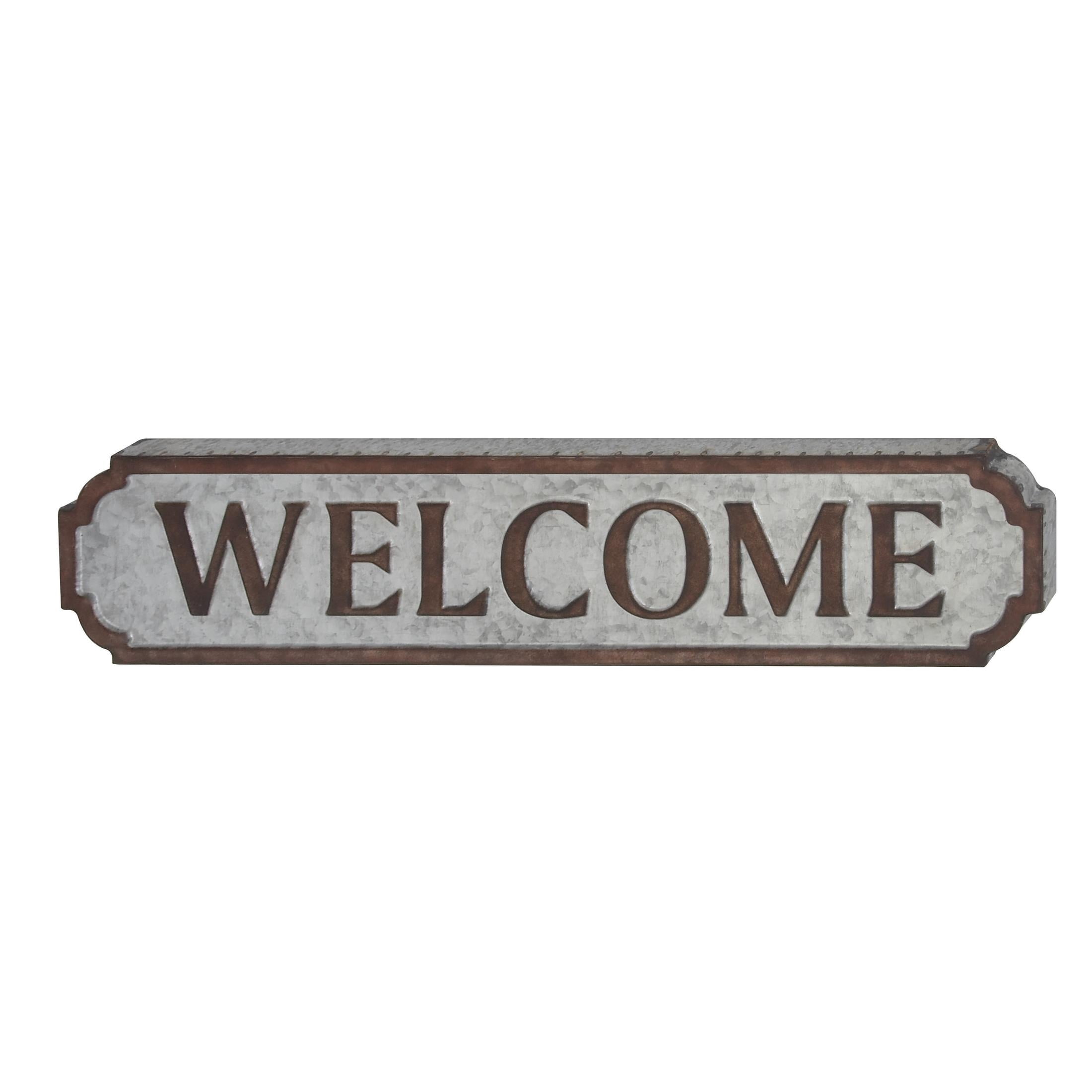 DecMode Brown Metal Welcome Sign Wall Decor - Walmart.com