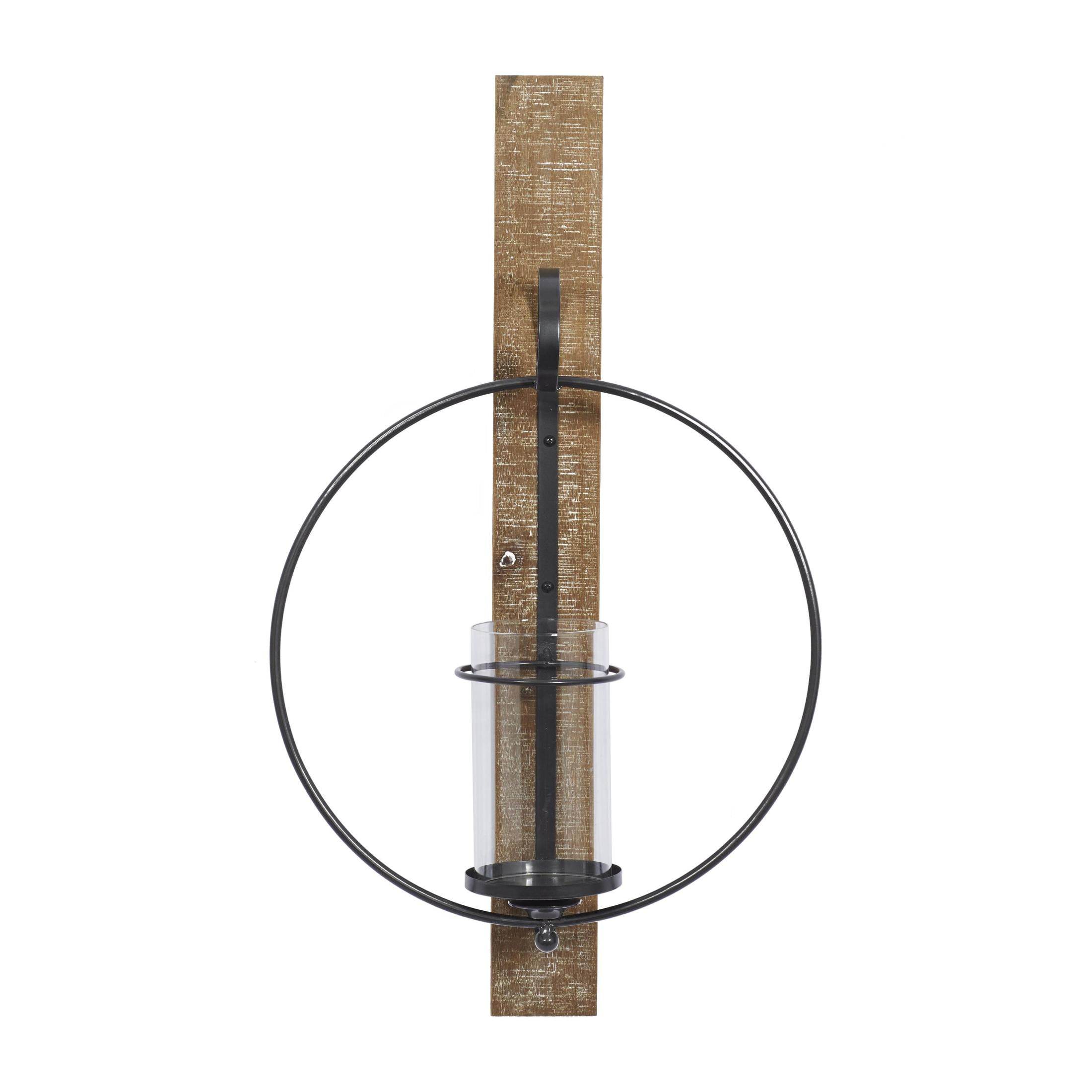 DecMode Brown Wood Geometric Pillar Wall Sconce - Walmart.com