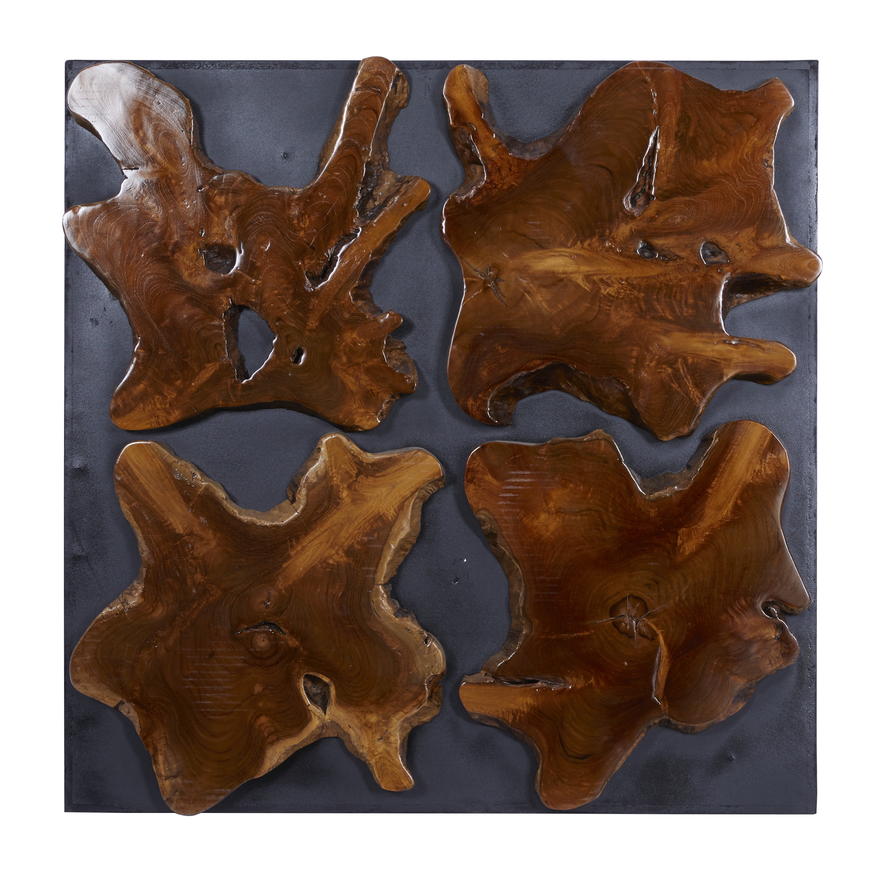 DecMode Rustic Wall Decor - Teak Wood Sculptures - Walmart.com