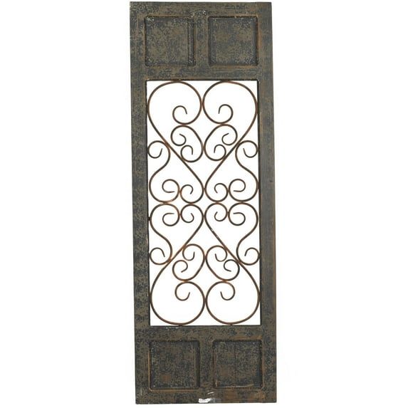 DecMode Brown Wood Scroll Window Inspired Panel Home Wall Decor with ...