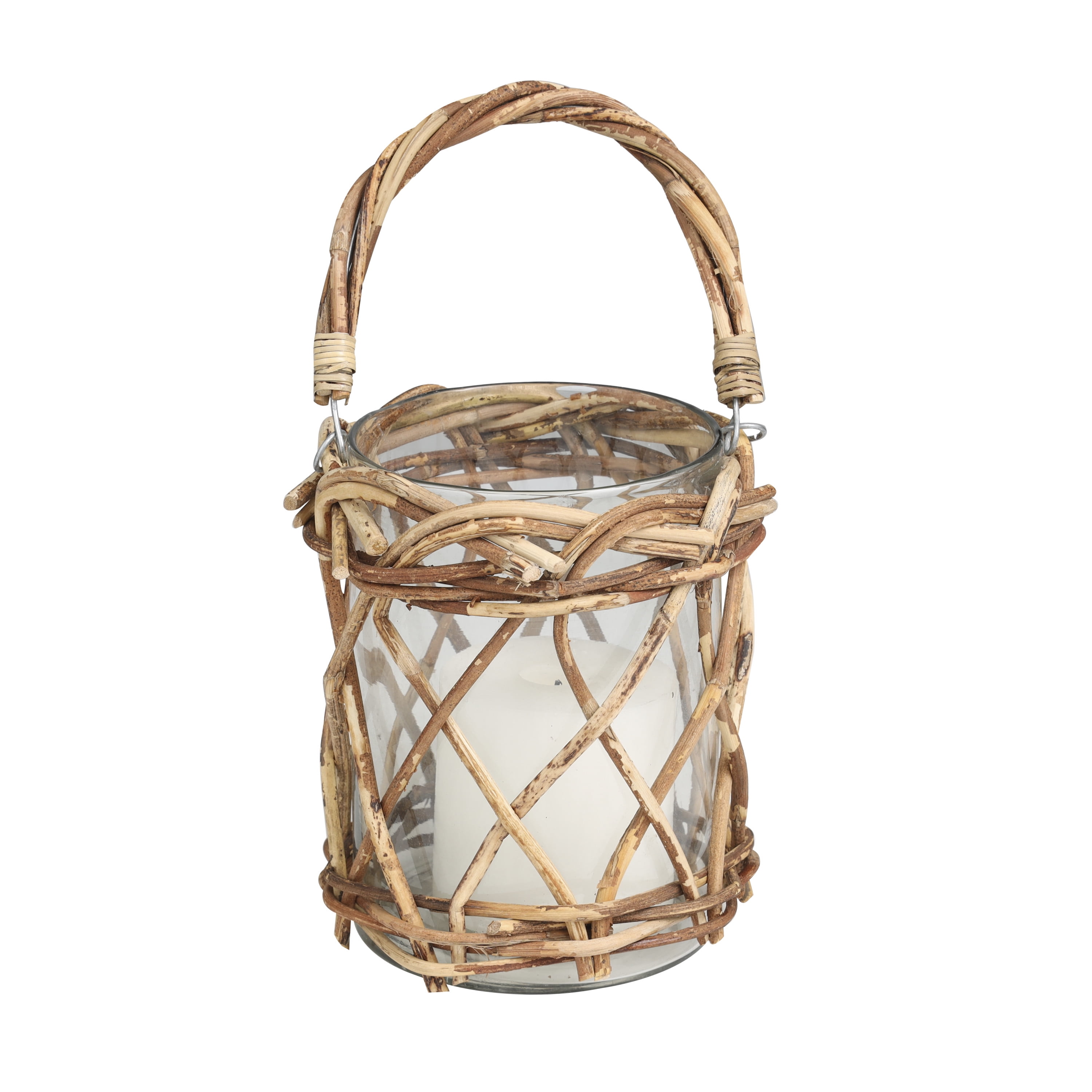 DecMode Clear Glass Handmade Decorative Candle Lantern with Brown ...