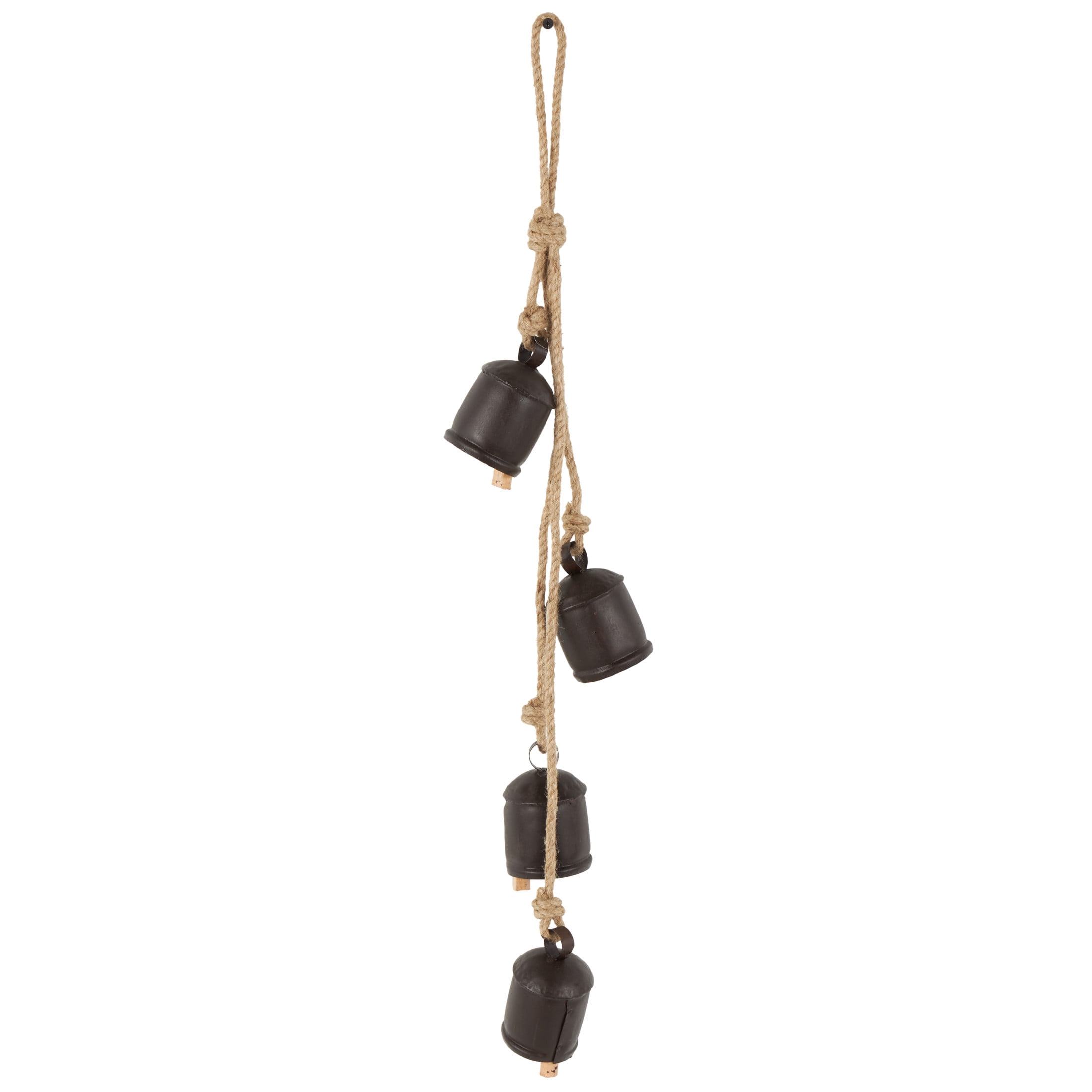 DecMode Tibetan Inspired Cascading Black Metal Cluster Decorative Bells ...