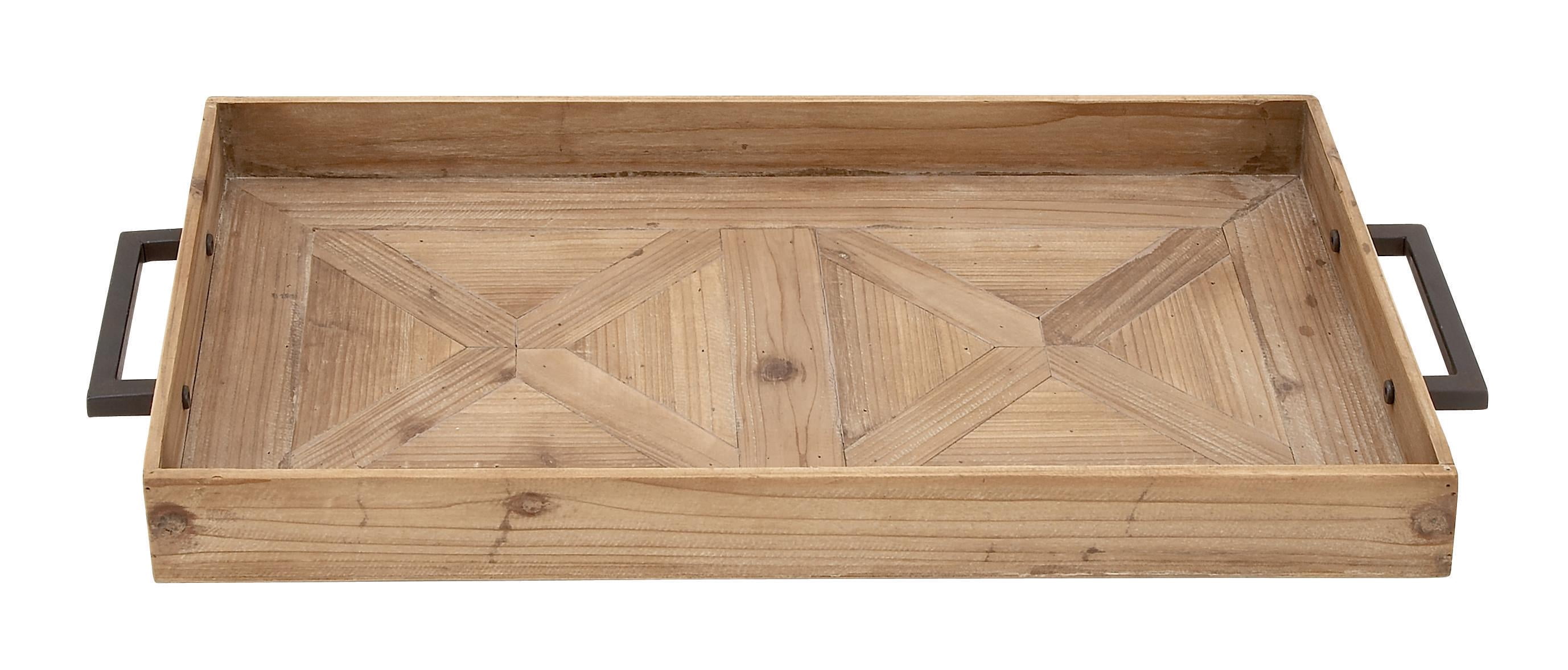 DecMode Contemporary Brown Two X Shaped Patterned Rectangular Wooden ...
