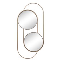 DecMode Metal Bohemian Pearled Round Double Framed Wall Mirror 36"W x ...