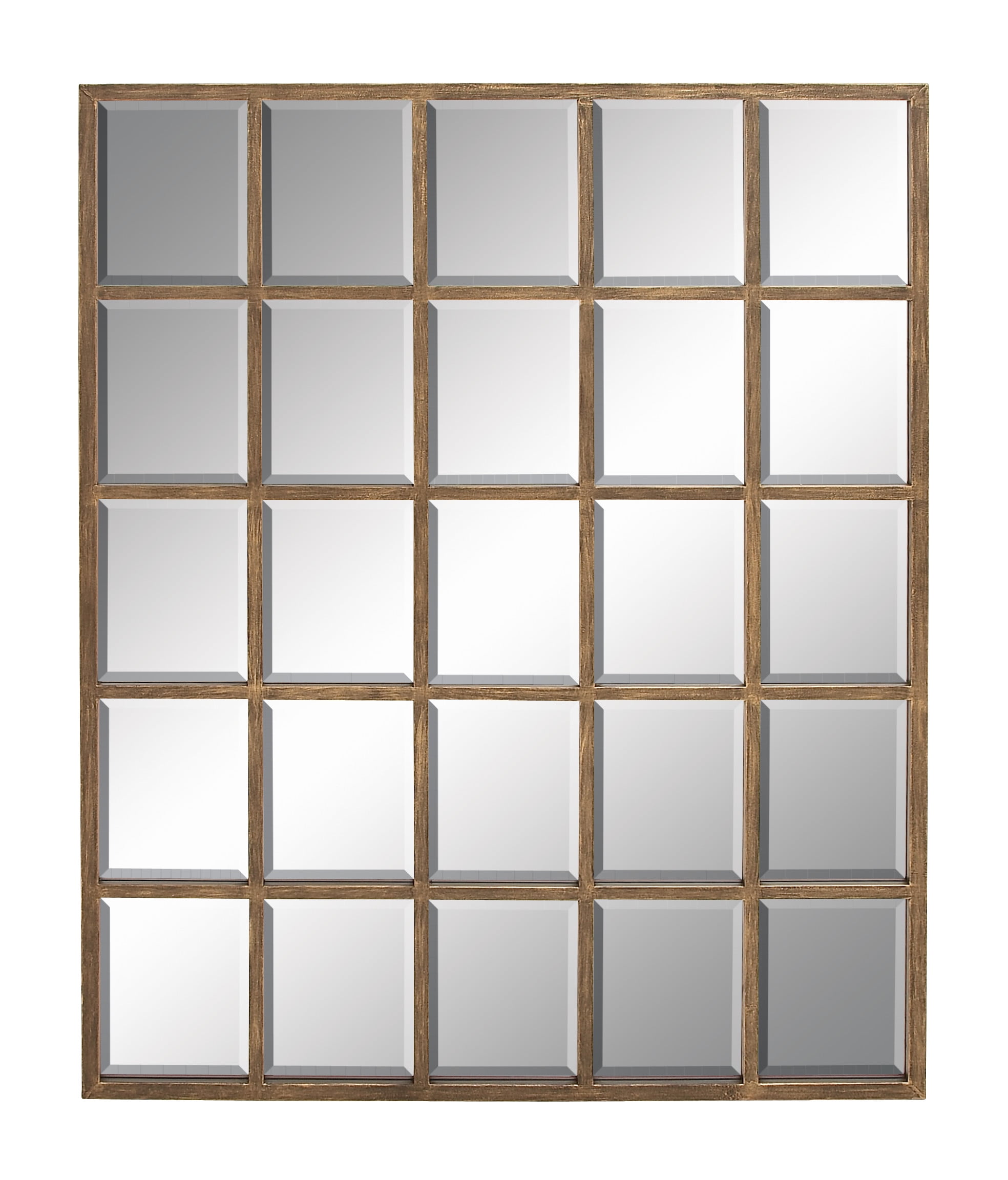 DecMode Contemporary Squre Wood Window Shaped Wall Mirror, 56"W x 44"H ...