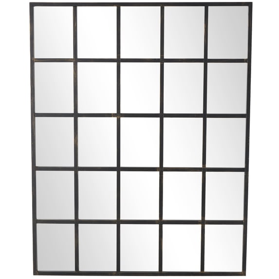 DecMode Contemporary Squre Wood Window Shaped Wall Mirror, 56"W x 44"H ...