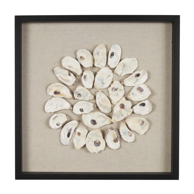 DecMode Cream Shell Handmade Abstract Circular Shell Wall Decor with ...
