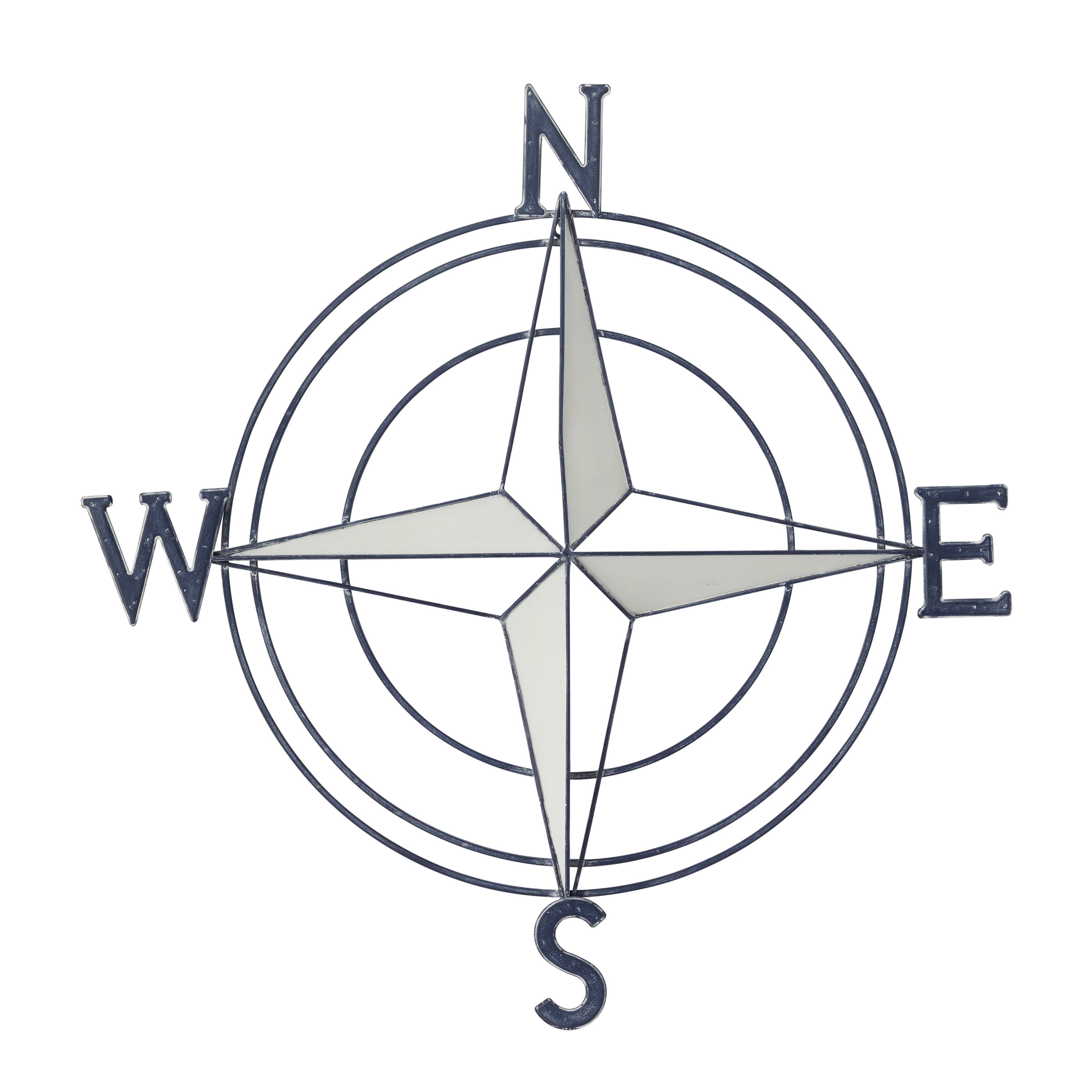 DecMode Dark Blue Round Metal Compass Wall Decor Nautical Home Accent ...