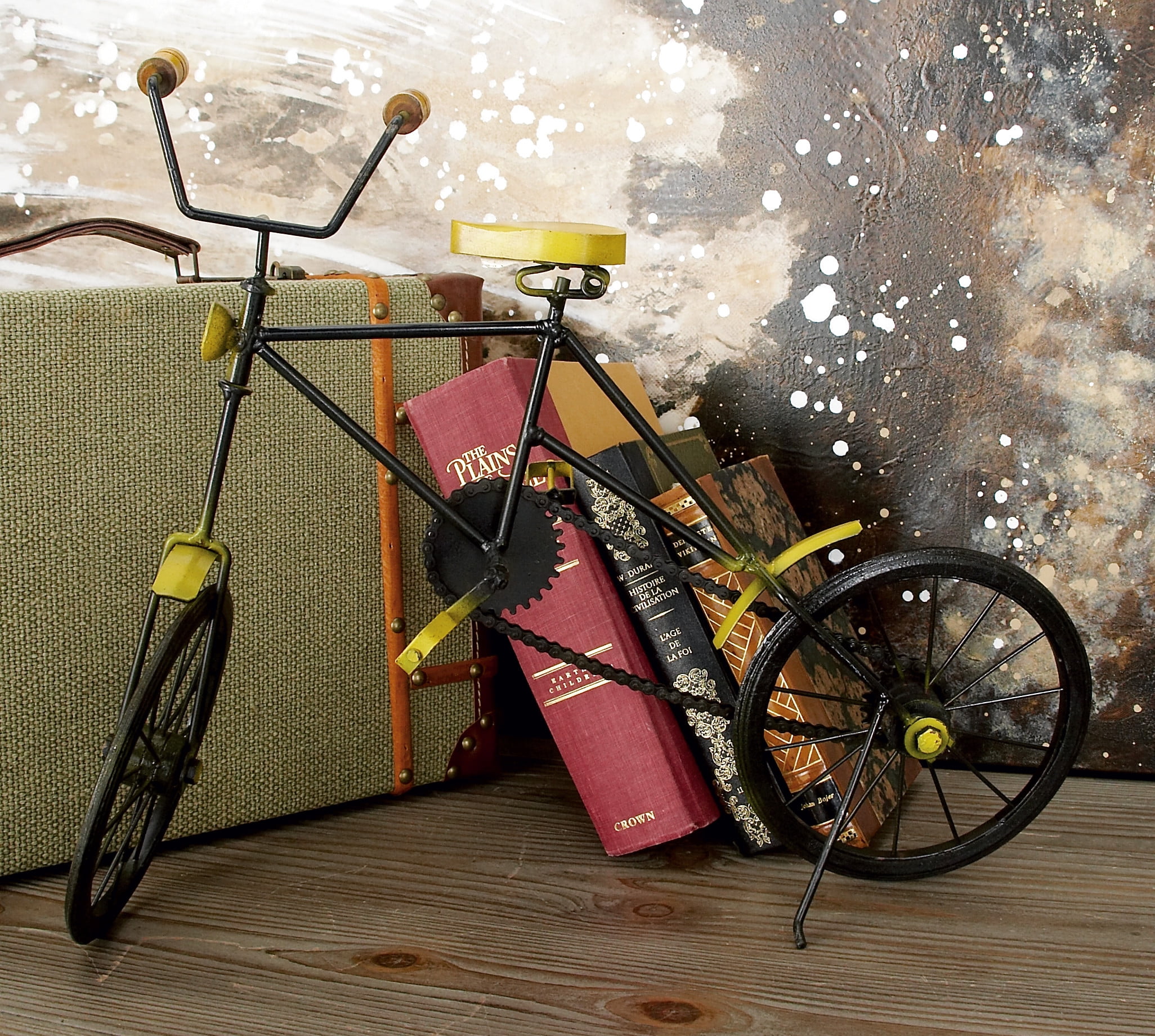DecMode Eclectic 15 x 19 inch iron and pine wood bicycle model ...