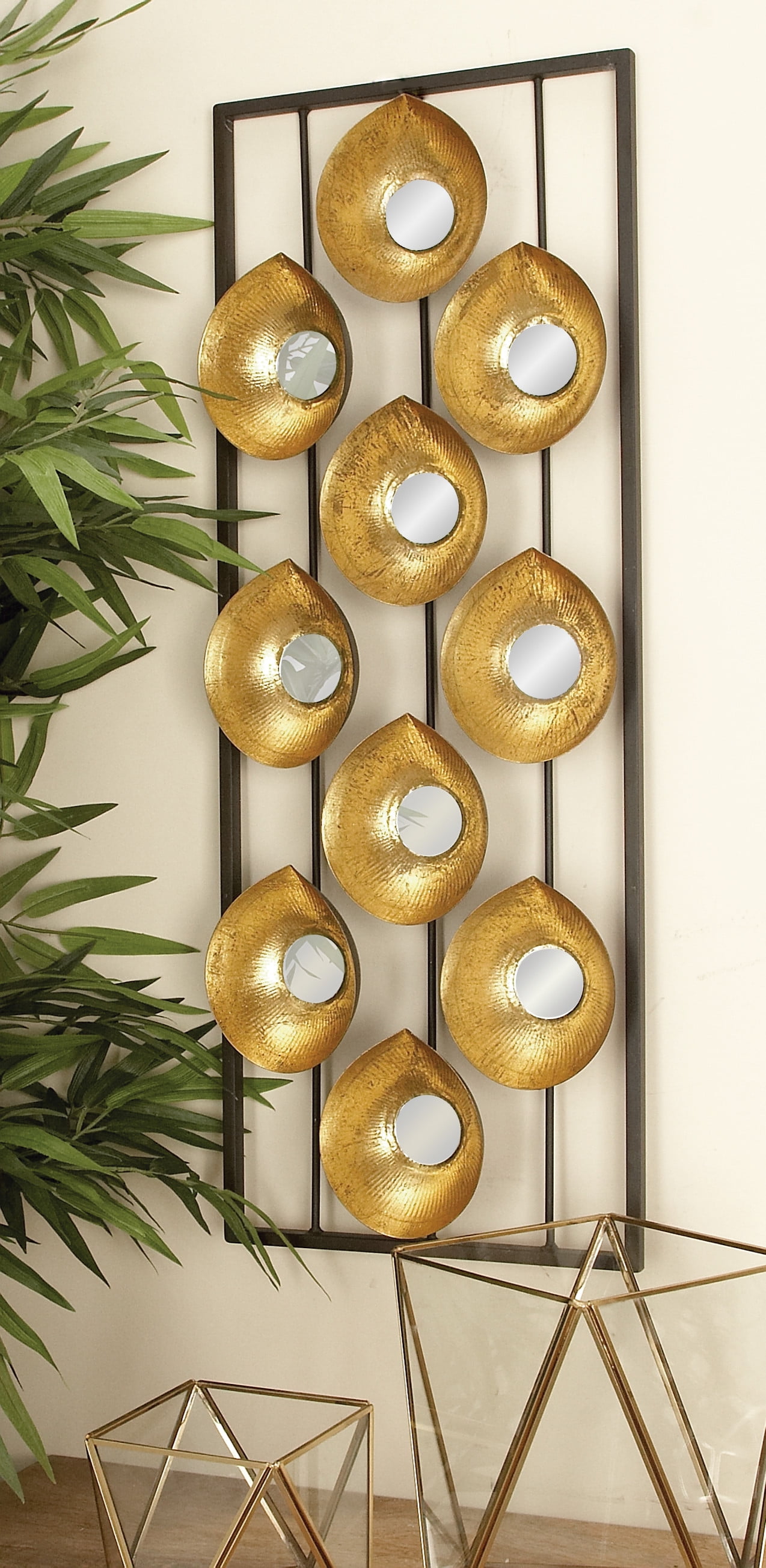 DecMode Eclectic 32 x 12 Inch Iron Teardrop Mirror Wall Panel - Walmart.com